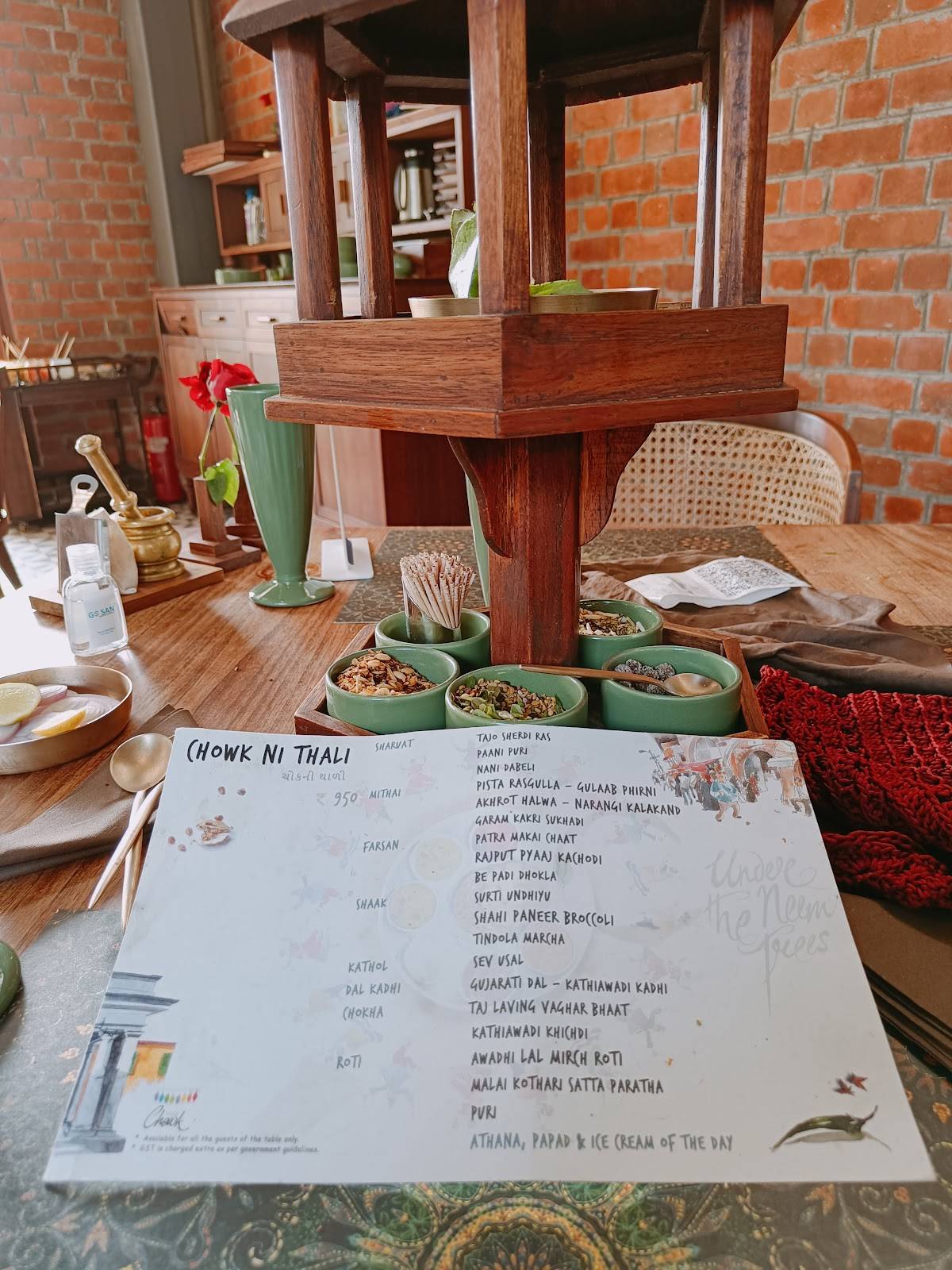 Menu at Under The Neem Trees, Ahmedabad