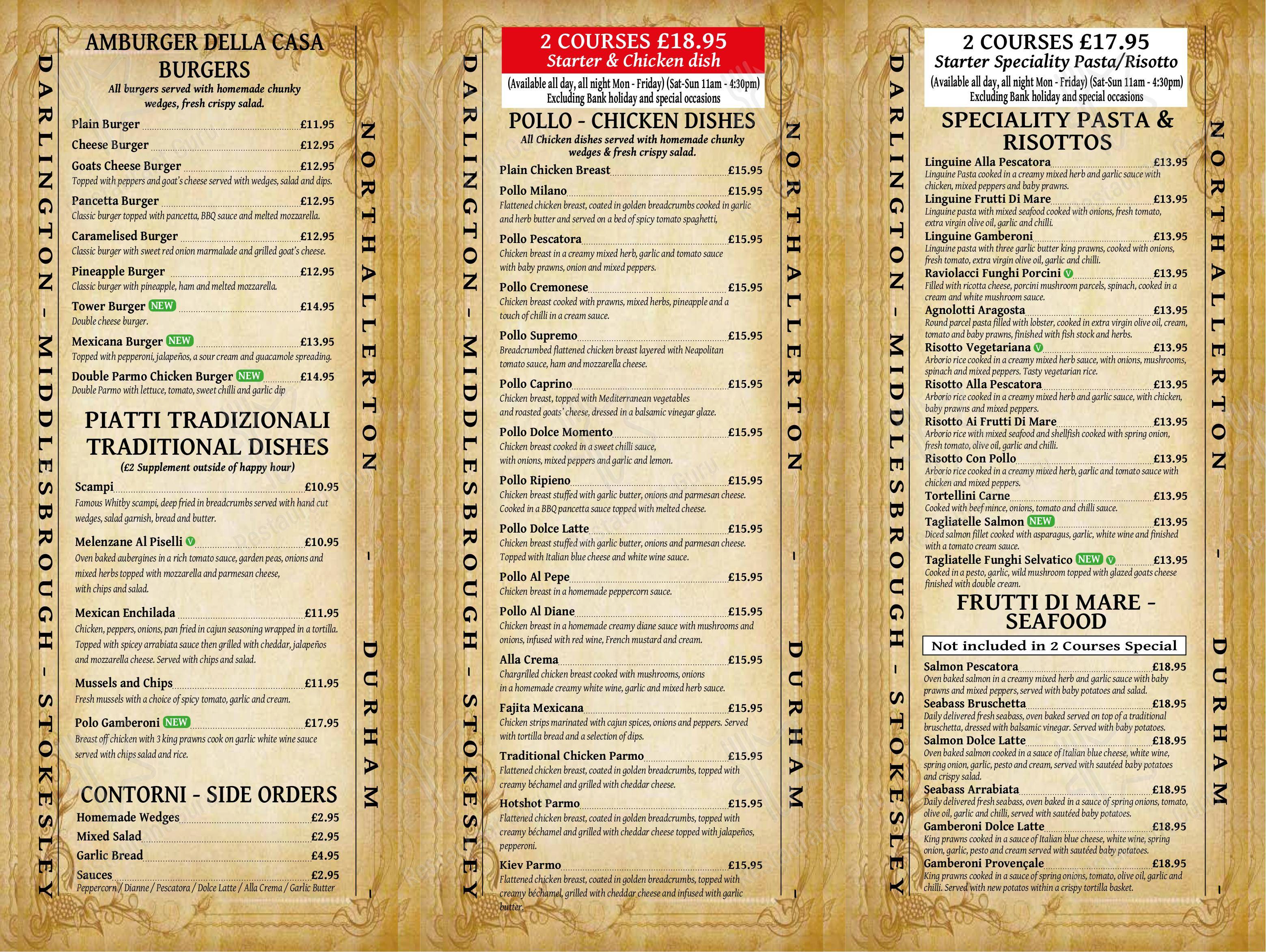 Menu at Uno Momento restaurant, Durham