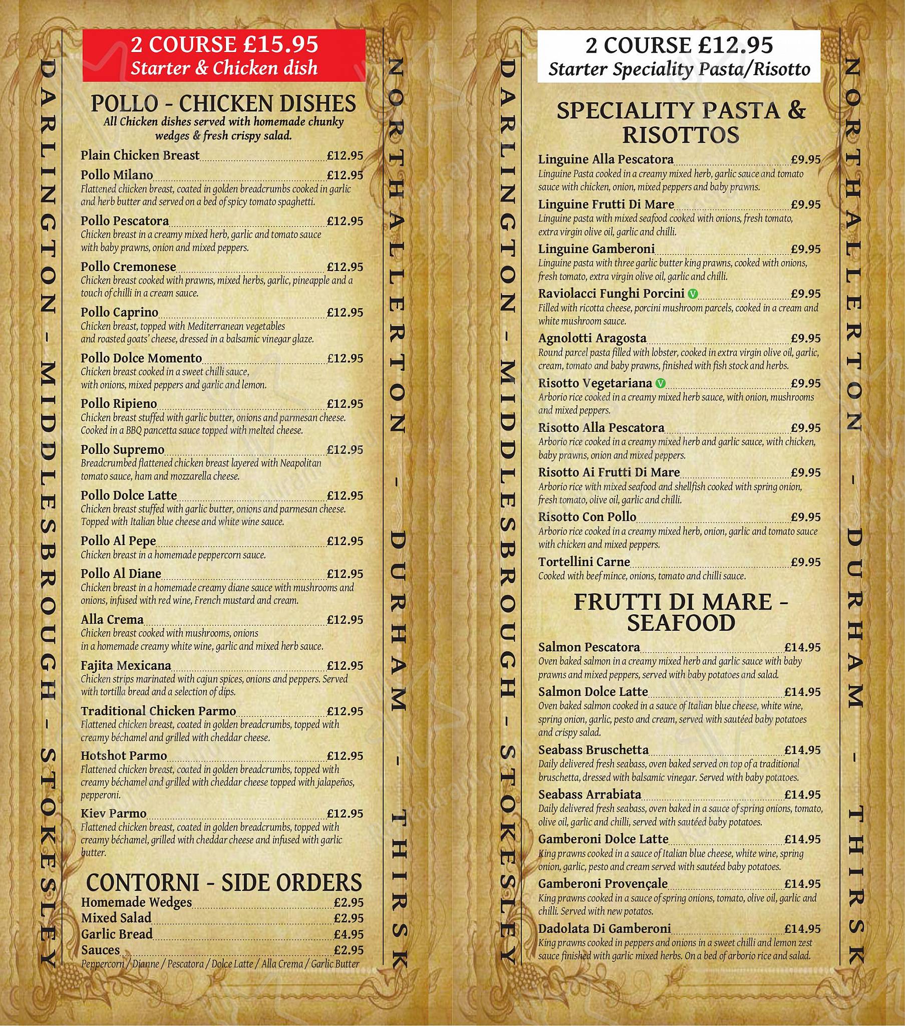 Menu at Uno Momento restaurant, Durham