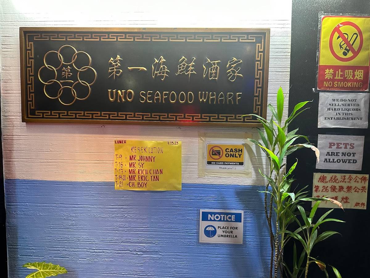 Menu at Uno Seafood Wharf Palace restaurant, Manila