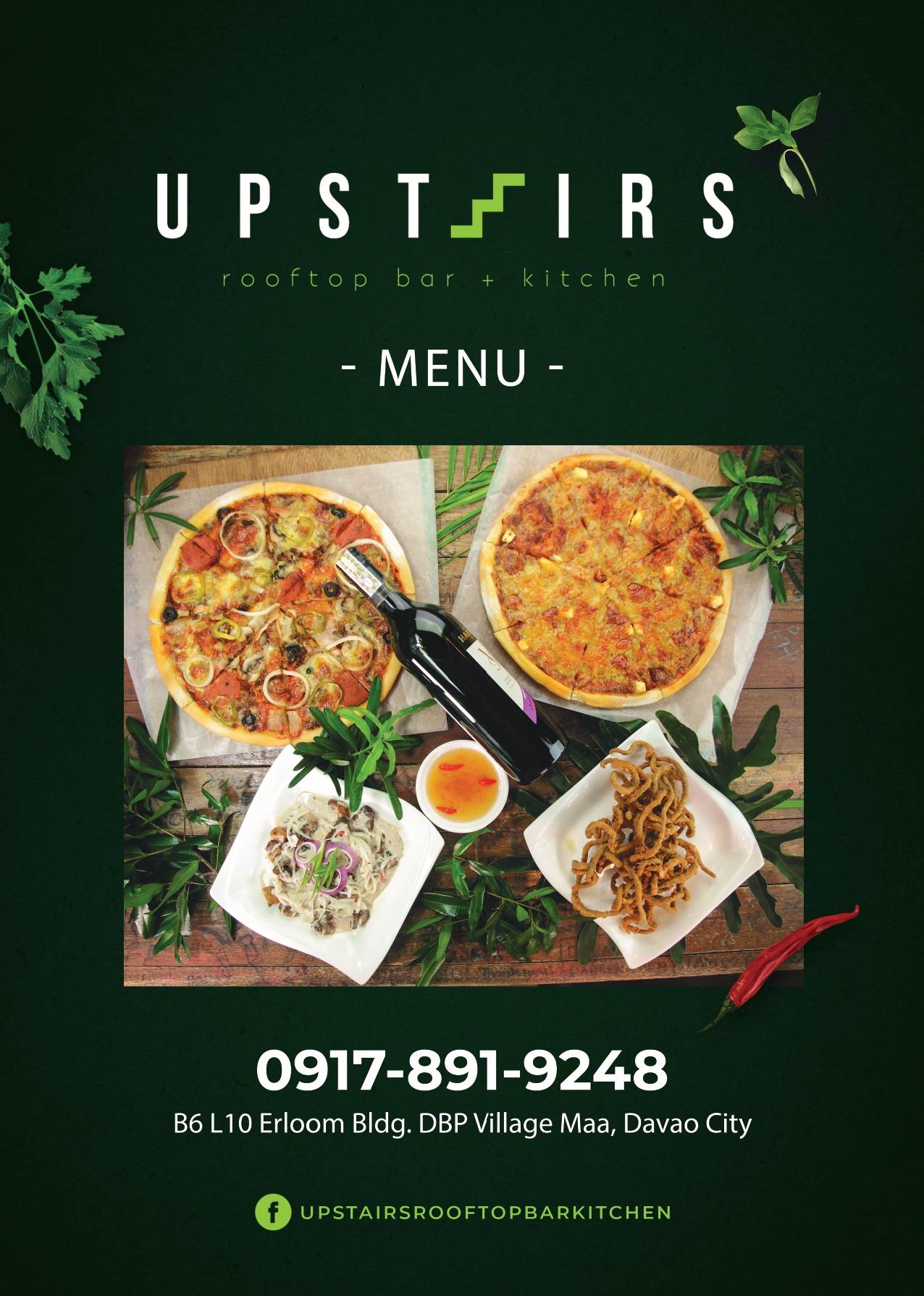 Menu at Upstairs Rooftop Bar Kitchen, Davao City, Erloom Building