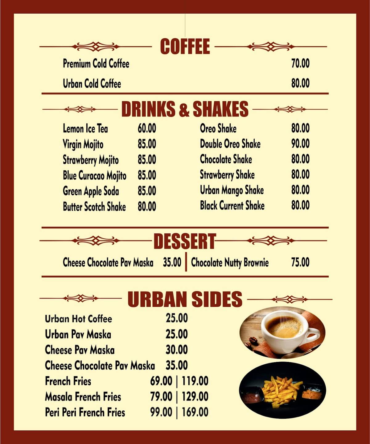 Menu at Urban Vada Pav, Agra, F 360