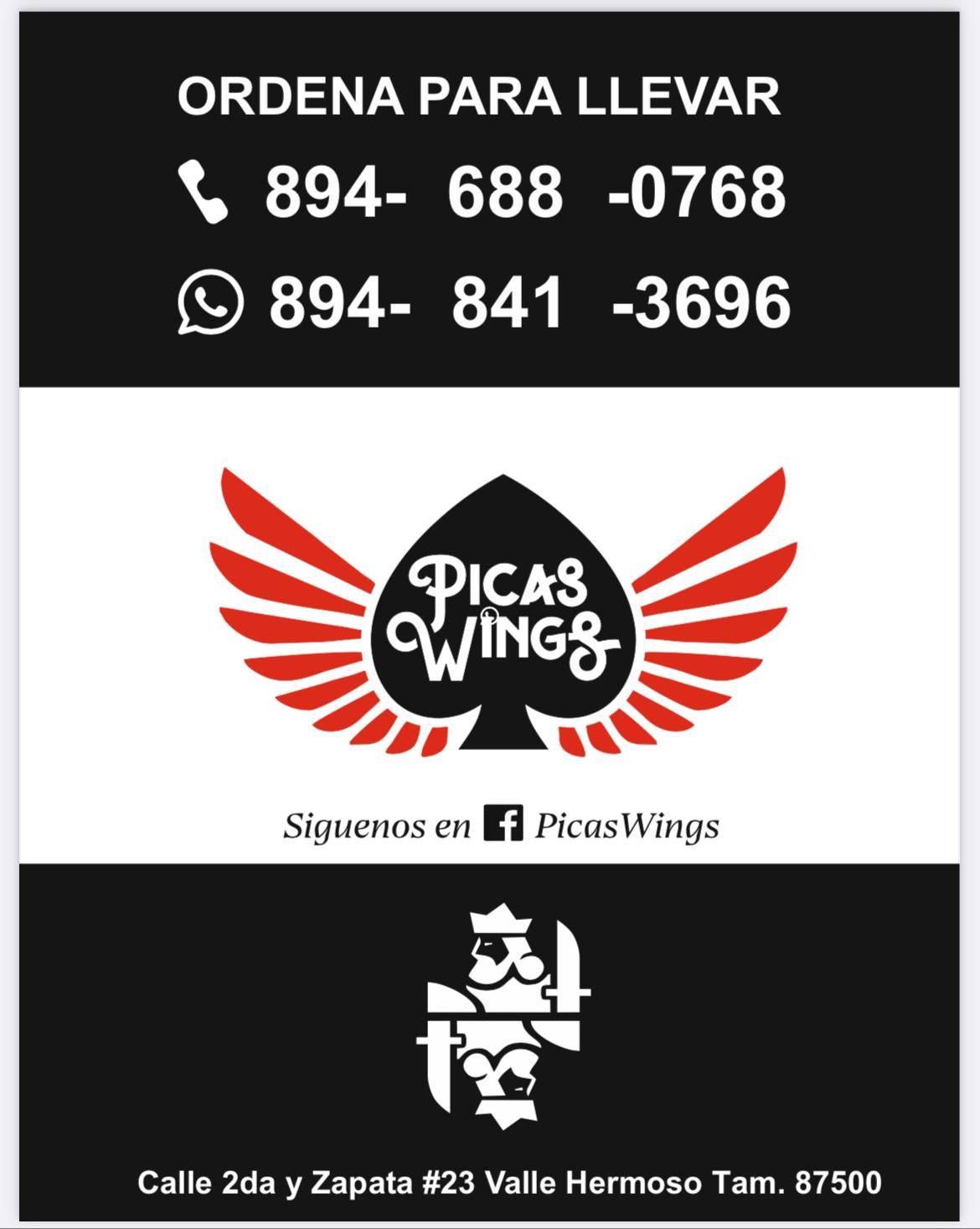 Menu at PICAS WINGS, Valle Hermoso