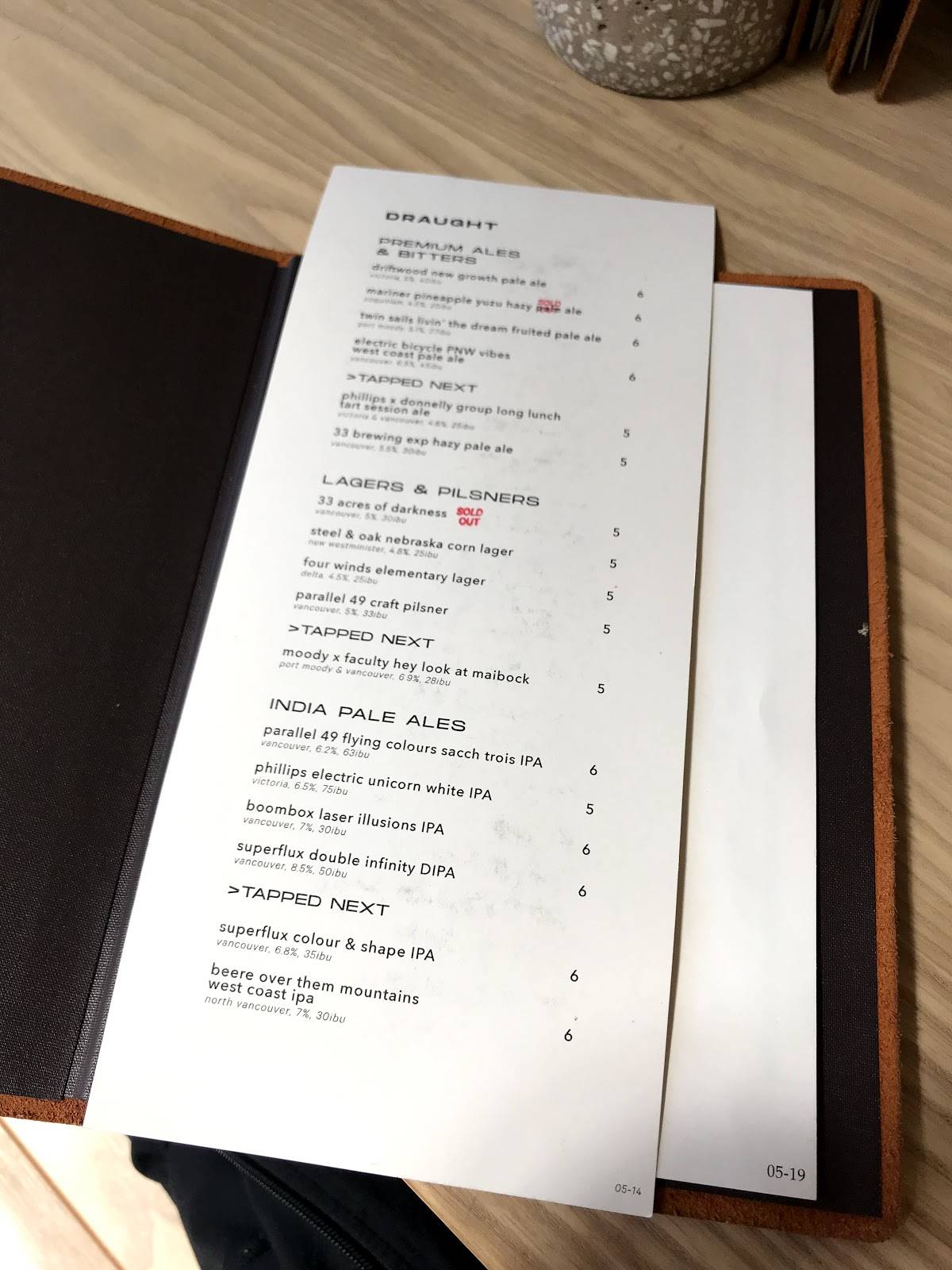 Menu at Sing Sing Main St pub & bar, Vancouver, Main St