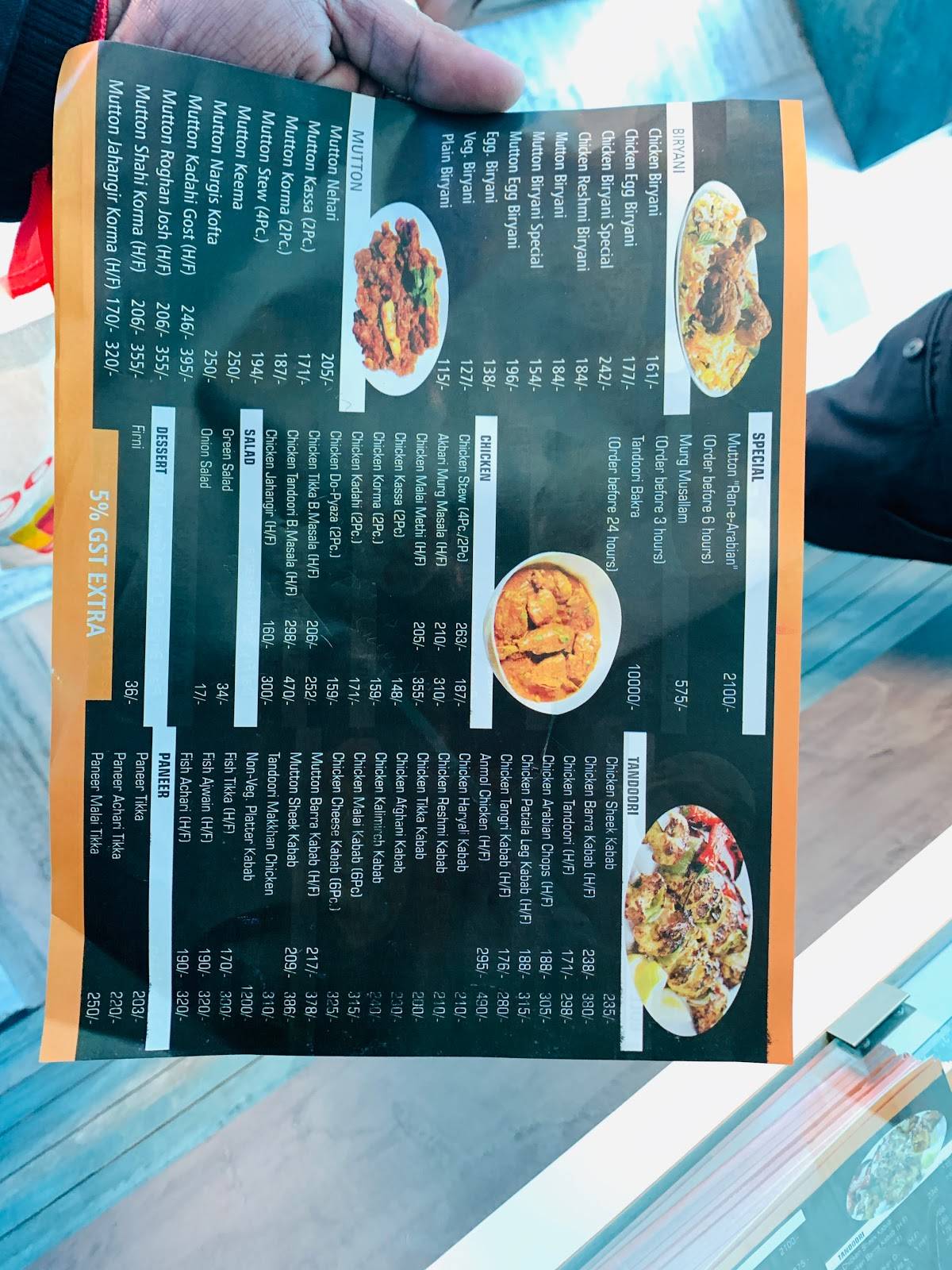 Menu at Biryani Mahal, Varanasi, P-94-A