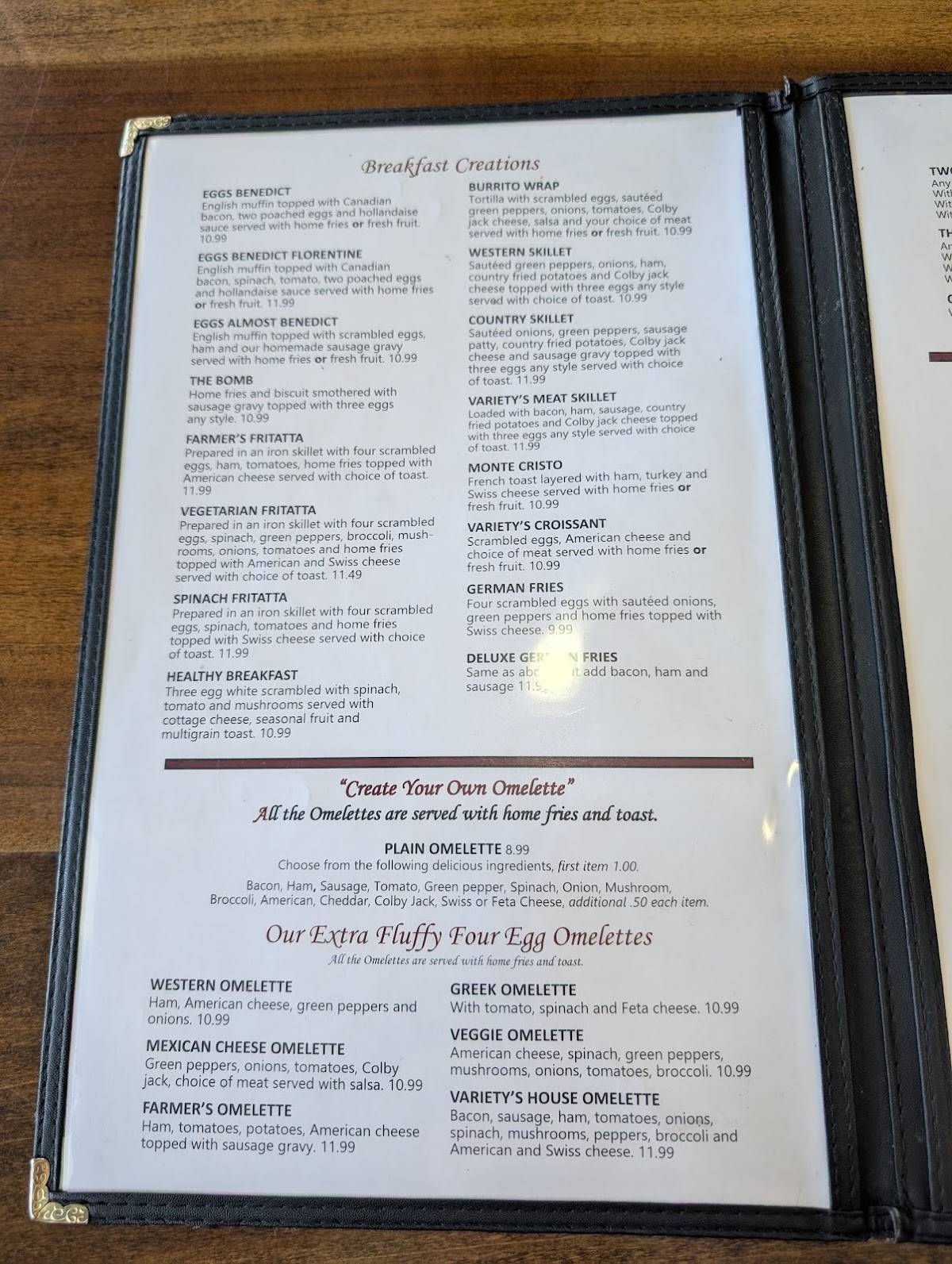Menu at Variety's Restaurant, North Canton, S Main St #4271