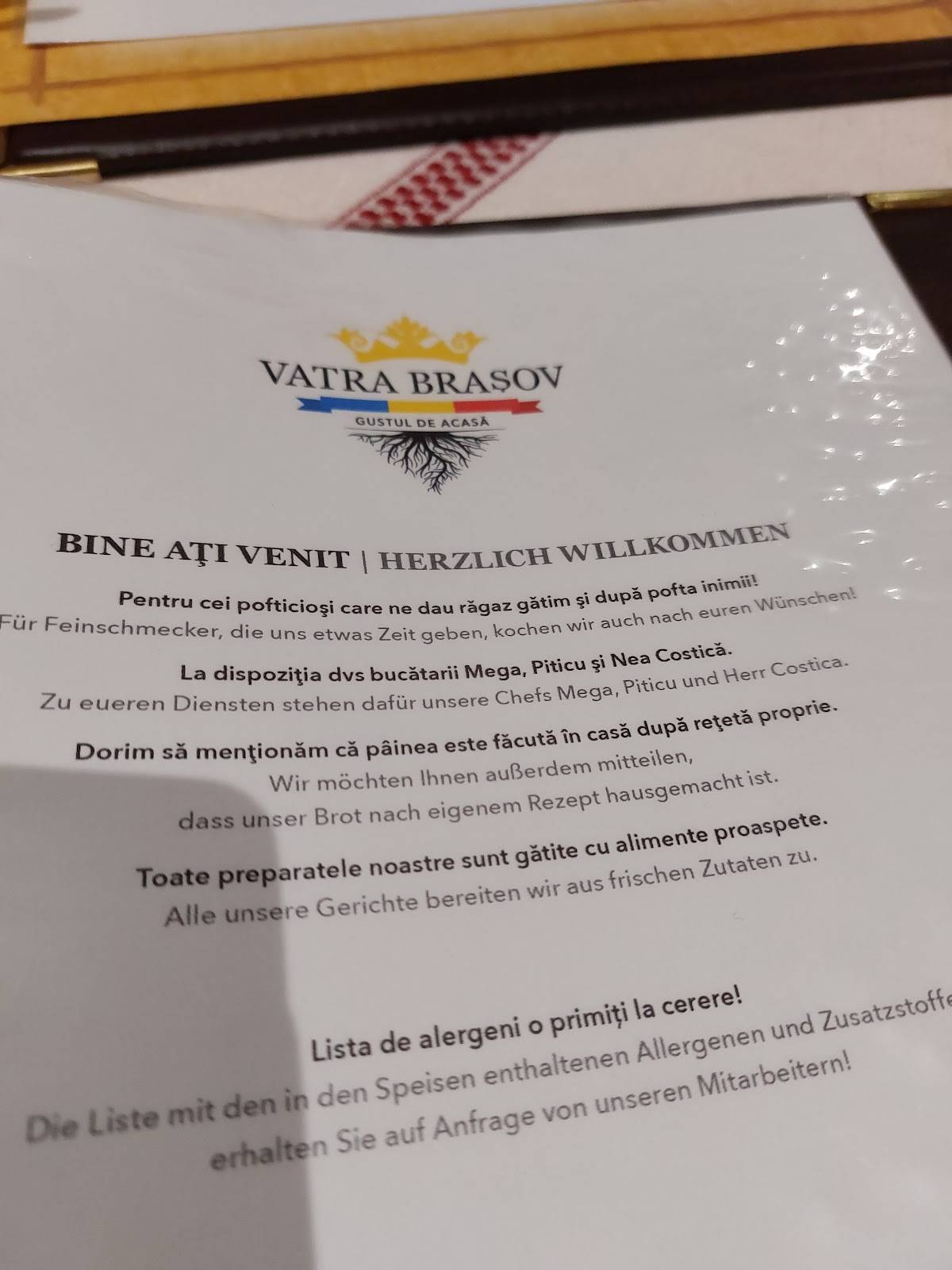 Speisekarte von Restaurant Vatra Brașov, Augsburg