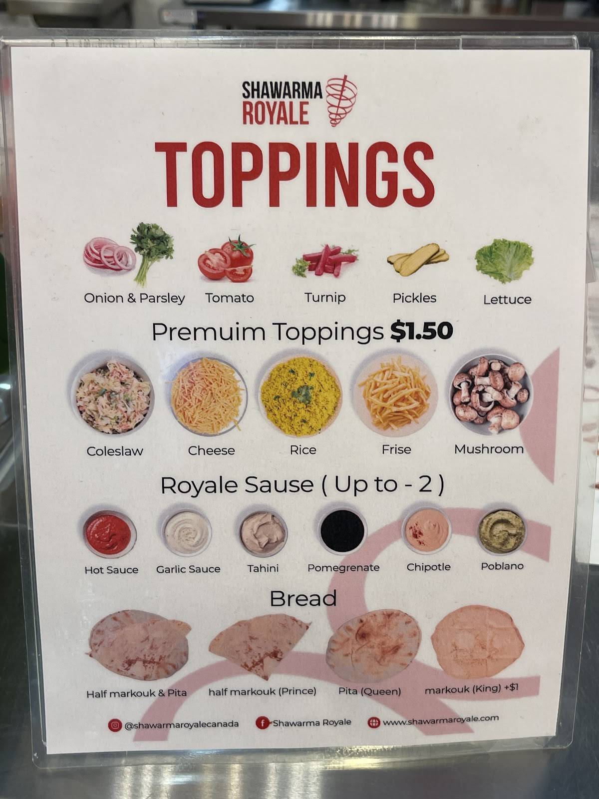 Menu at Shawarma Royale restaurant, Vaughan, Rutherford Rd #25