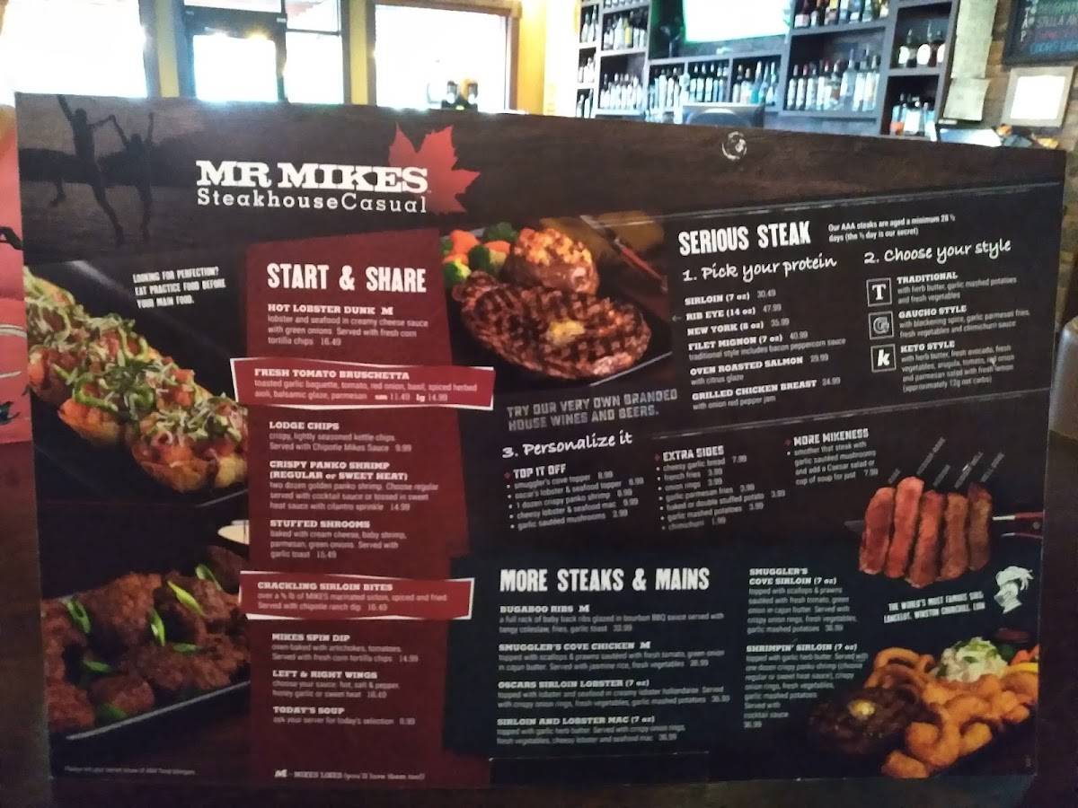 Menu au MR MIKES SteakhouseCasual Vernon Vernon