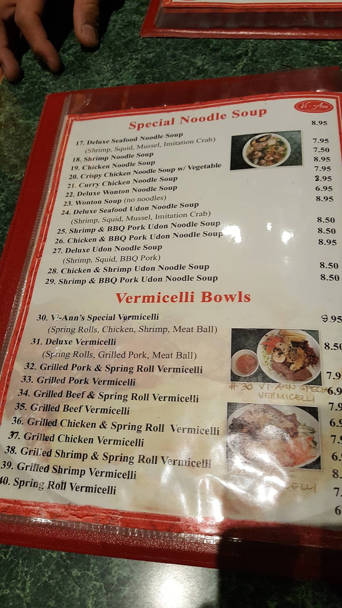 Menu at Vi-Ann Restaurant, Winnipeg, Notre Dame Ave