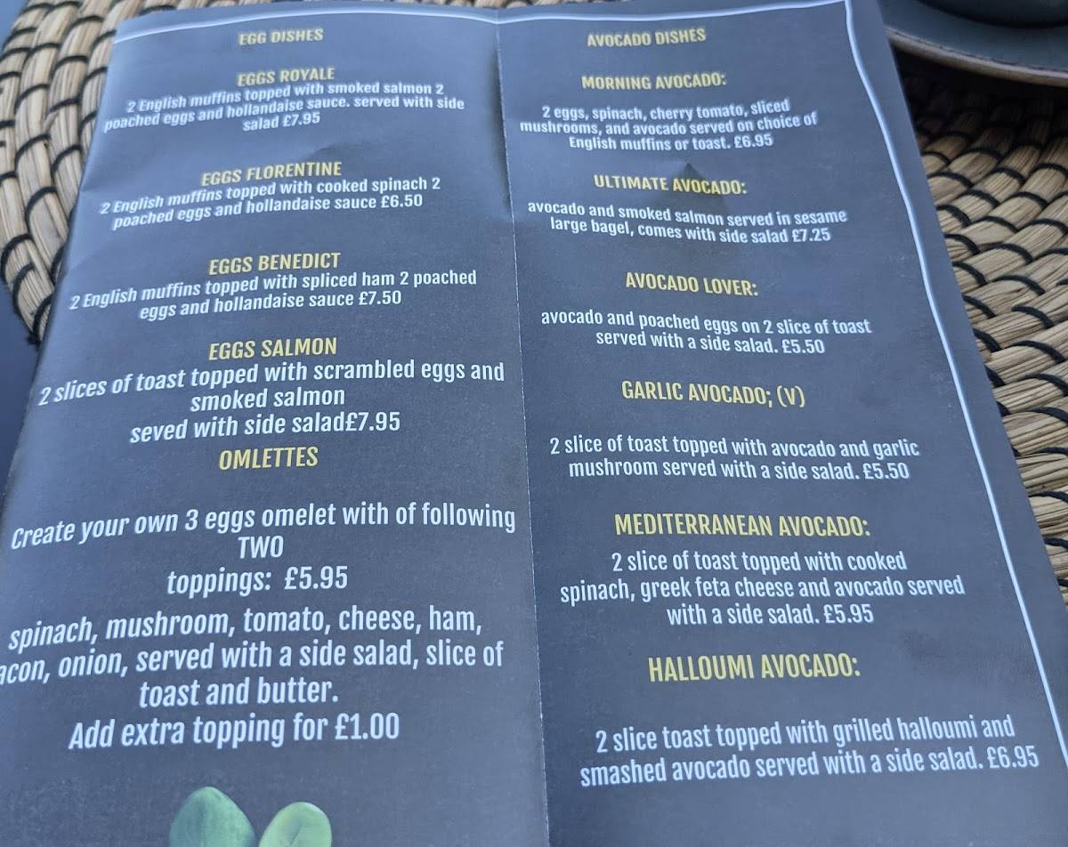 Menu at Vibe Cafe, Barnet, 6