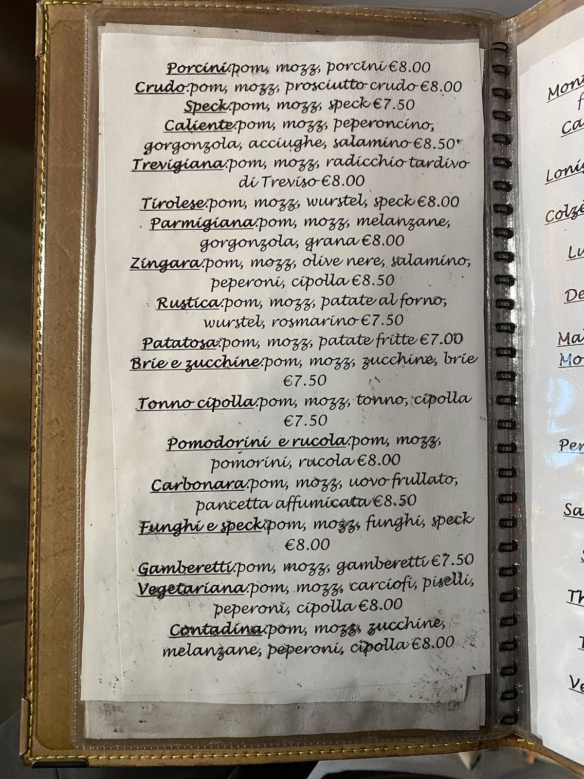 Menu da Vicentina ristorante, Longare