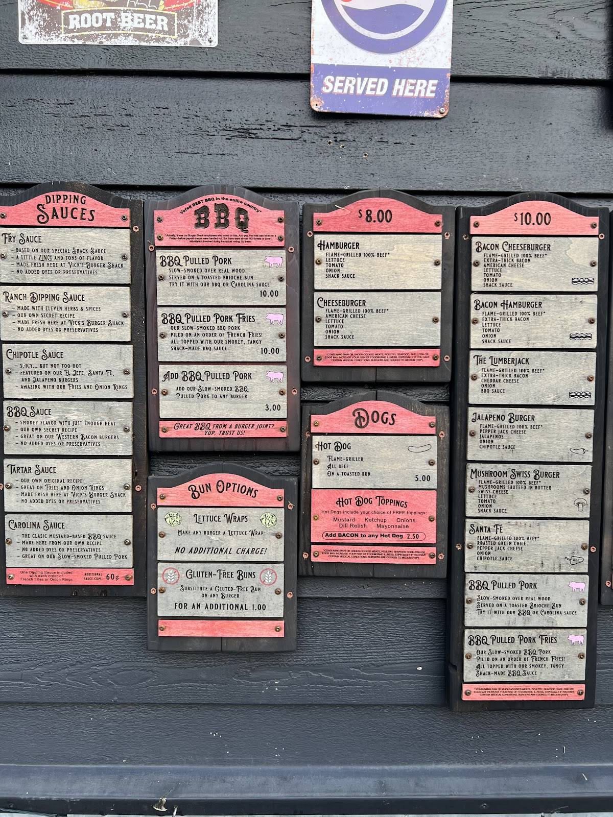 Menu at Vick's Burger Shack restaurant, Sultan