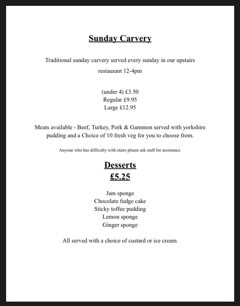 Menu at Victoria Pub, Saltburn-by-the-Sea, 3-5 Dundas St E