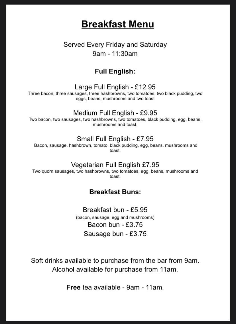 Menu at Victoria Pub, Saltburn-by-the-Sea, 3-5 Dundas St E