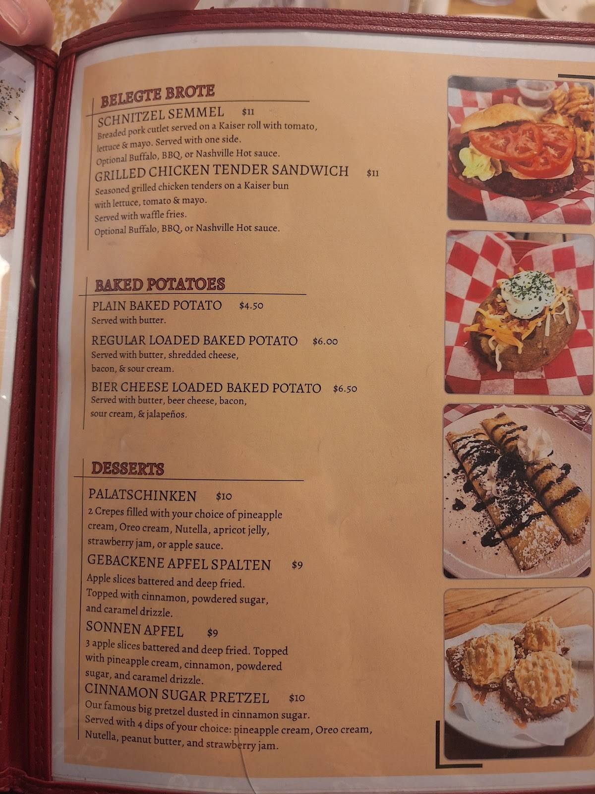 Menu at Vienna Bier Garten restaurant, LaFayette