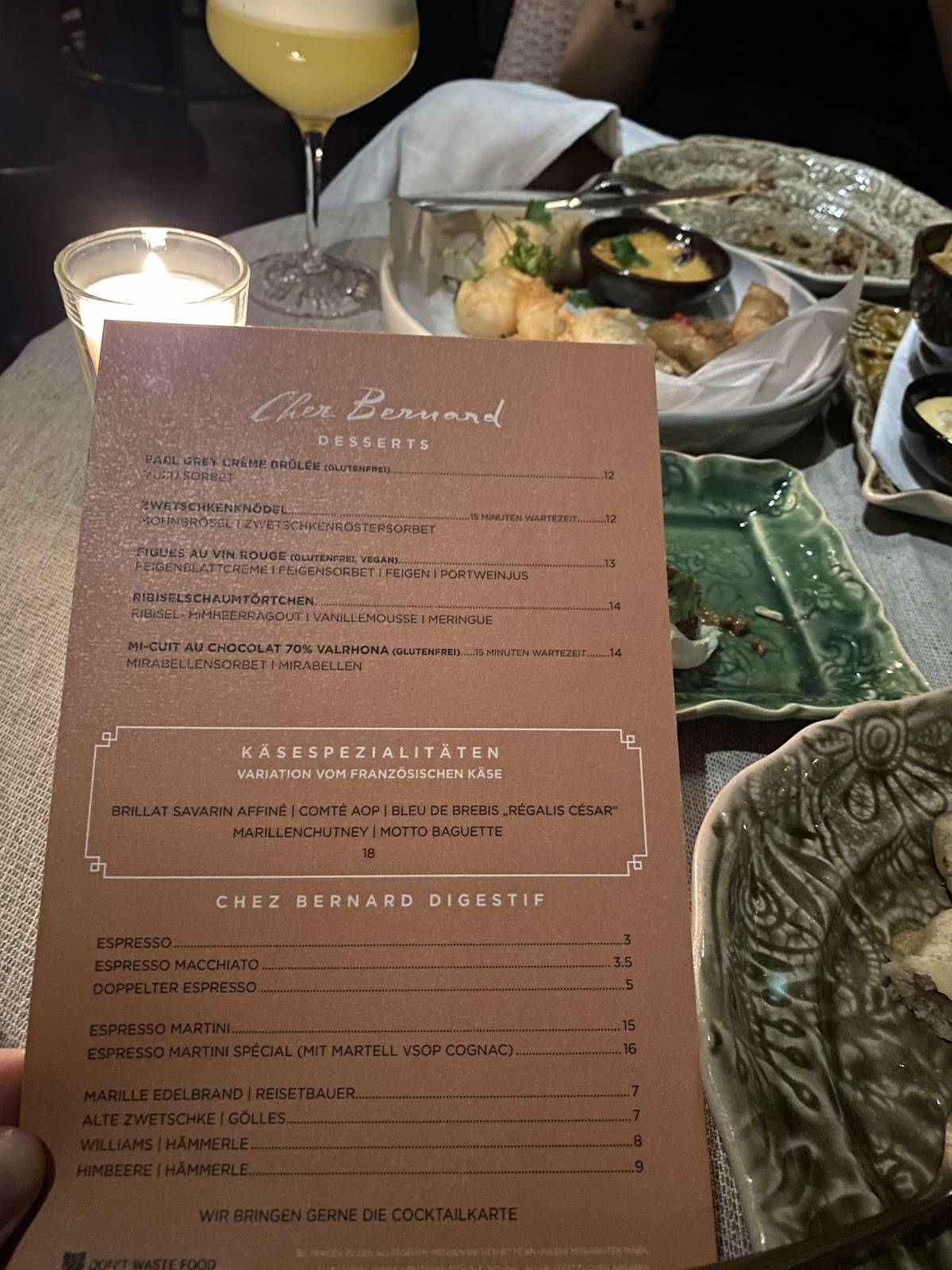 Speisekarte von CHEZ BERNARD Restaurant et Bar, Wien