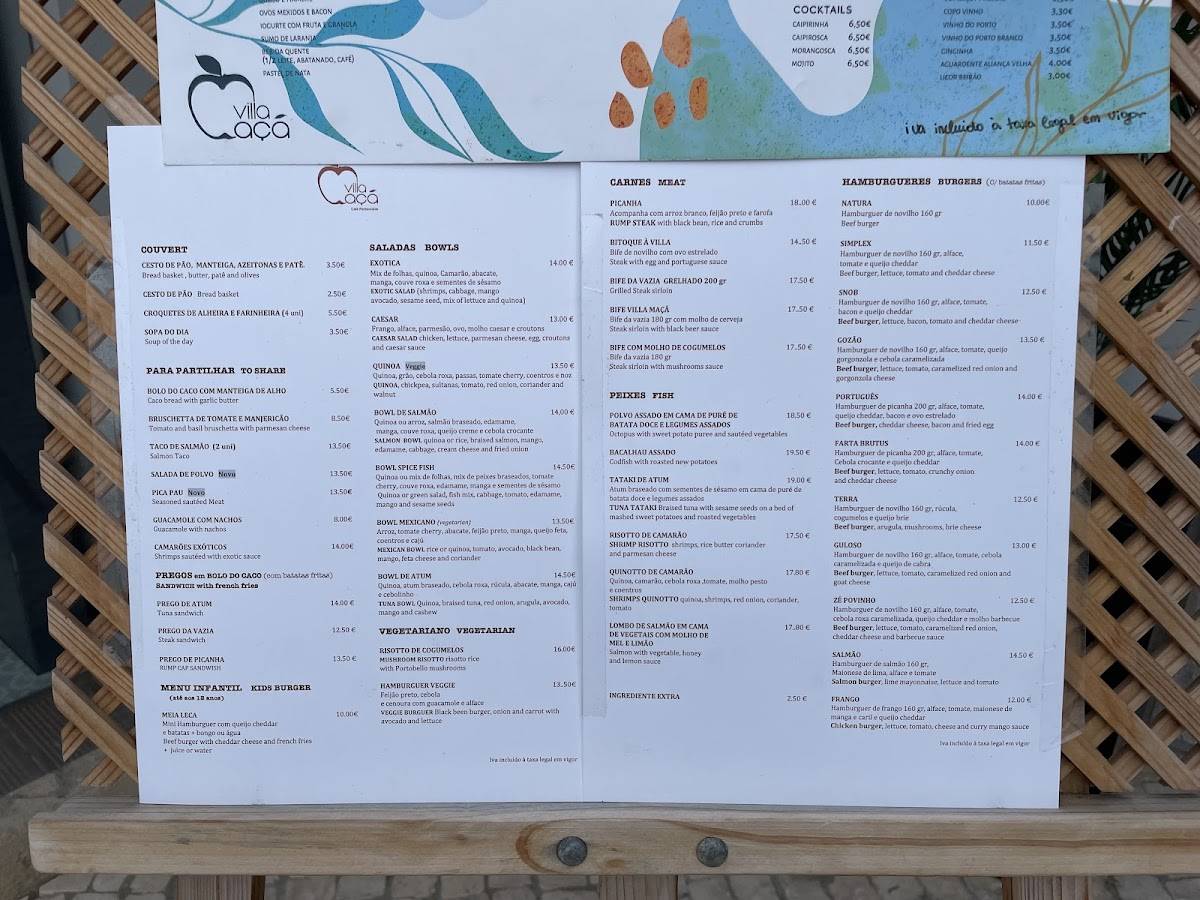 Menu em Villa Maçã restaurante, Colares