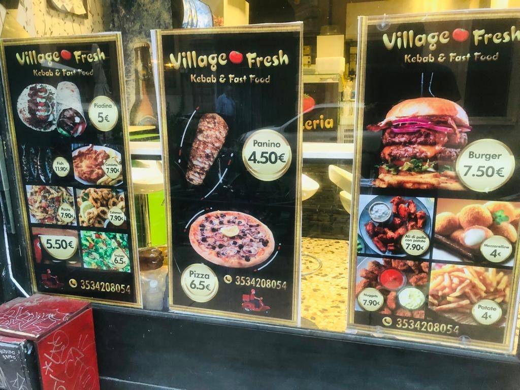 Menu da Village fresh kebab & fast food halal Indian Pakistani food, Verona