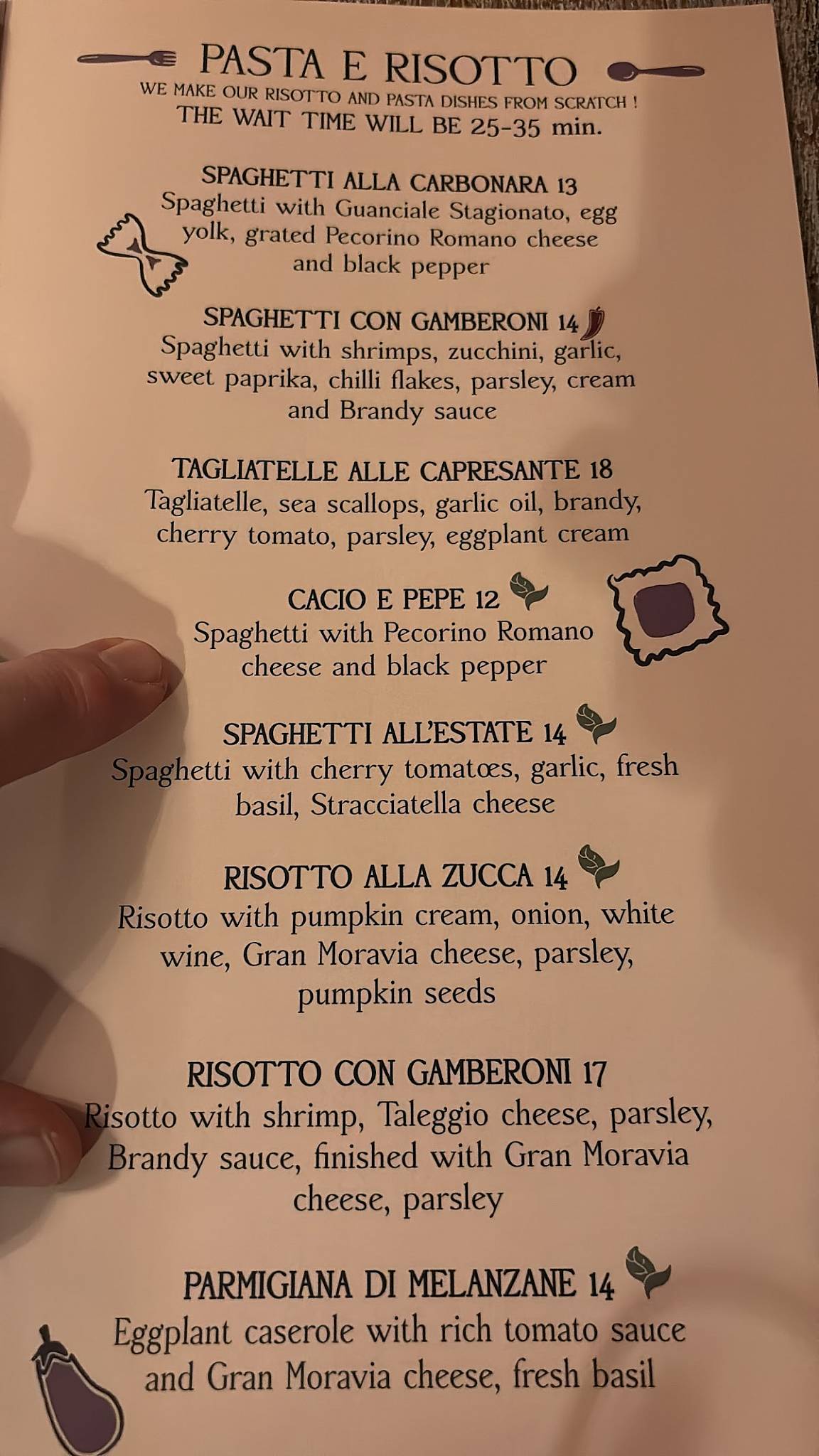 Menu at Osteria da Luca restaurant, Vilnius, J. Basanavičiaus g. 15