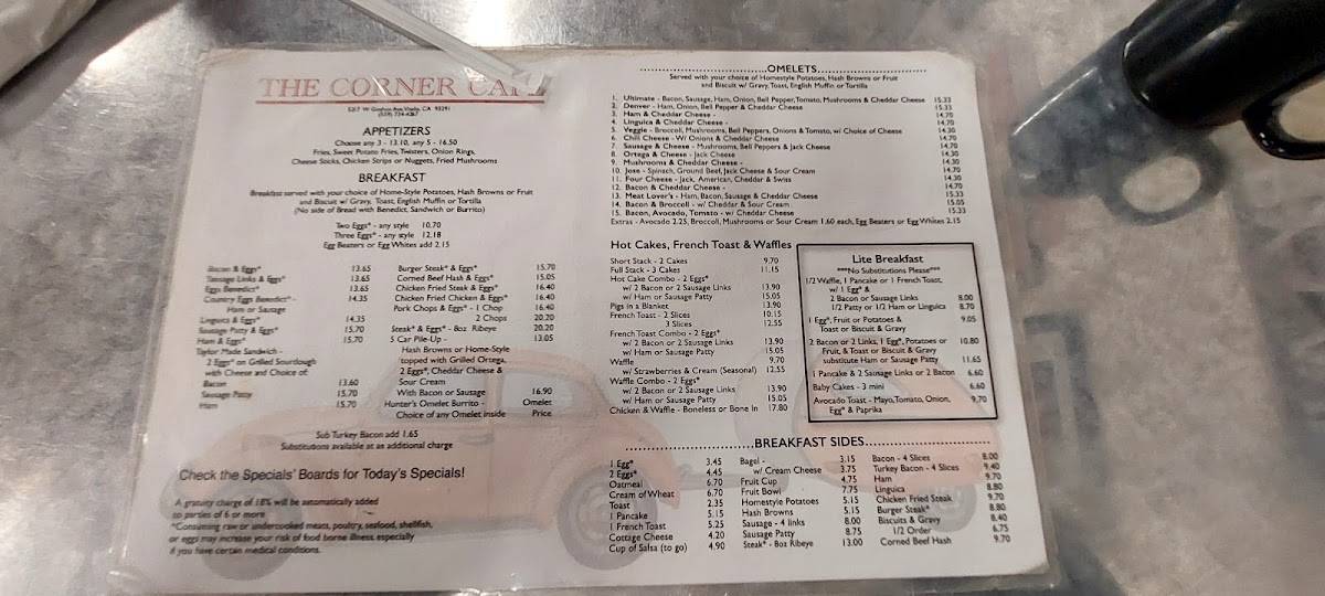 Menu at The Corner Café cafe, Visalia, W Goshen Ave