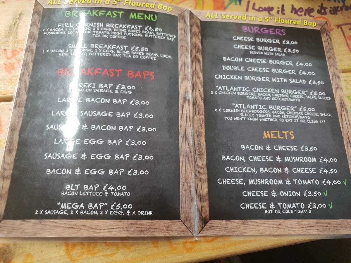 Menu at Nice Baps restaurant, Wadebridge