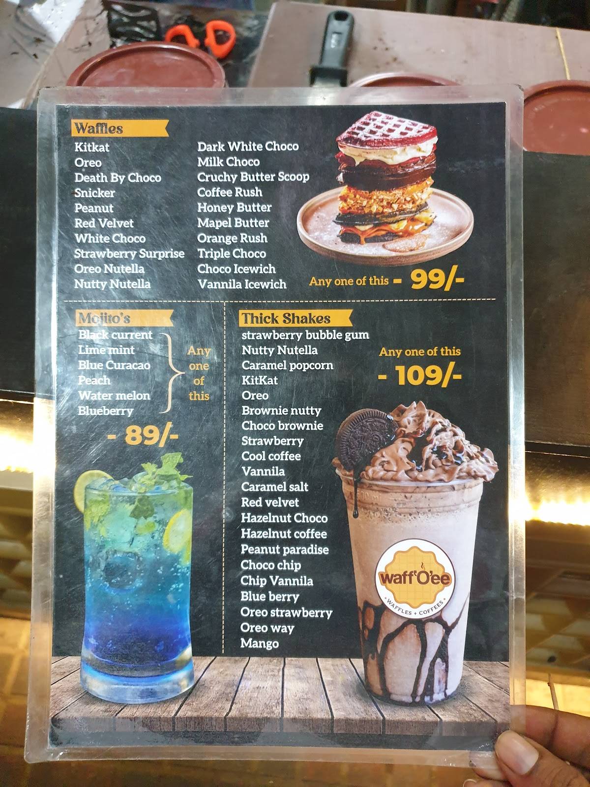 Menu at Waff'o'ee, Chennai