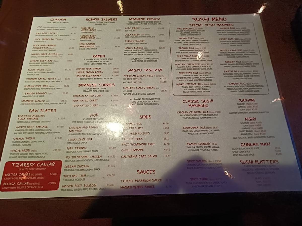 Menu at Wagyu Bar & Kitchen, Valletta