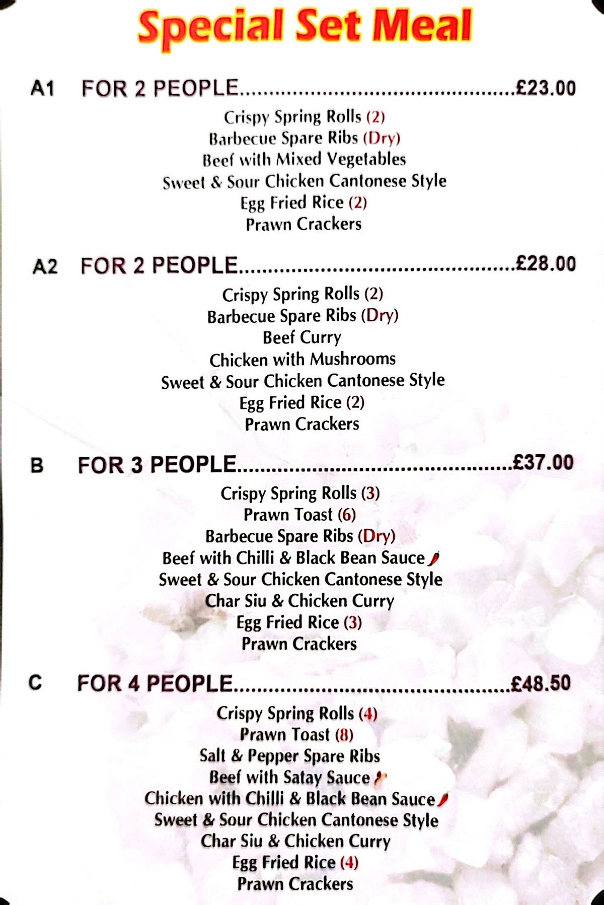 Menu at Red Seasons Chinese Takeaway fast food, Wakefield