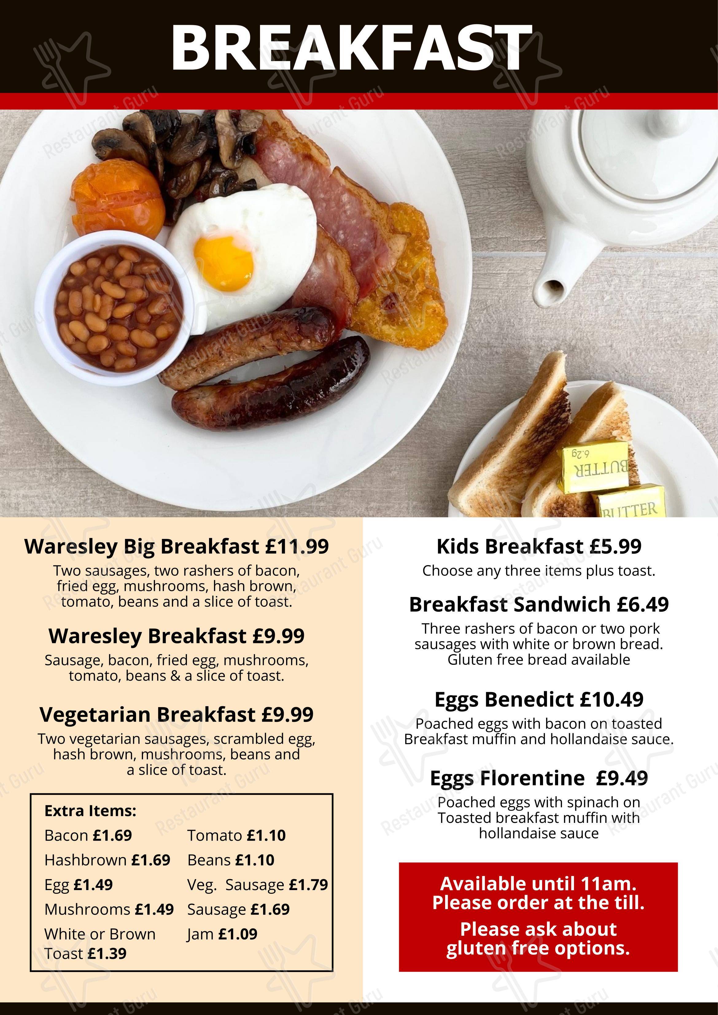 Menu at Waresley Park Garden Centre cafe, Gamlingay