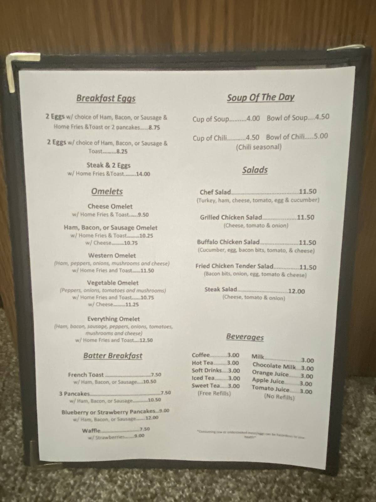 Menu at Wayside Restaurant, Warren