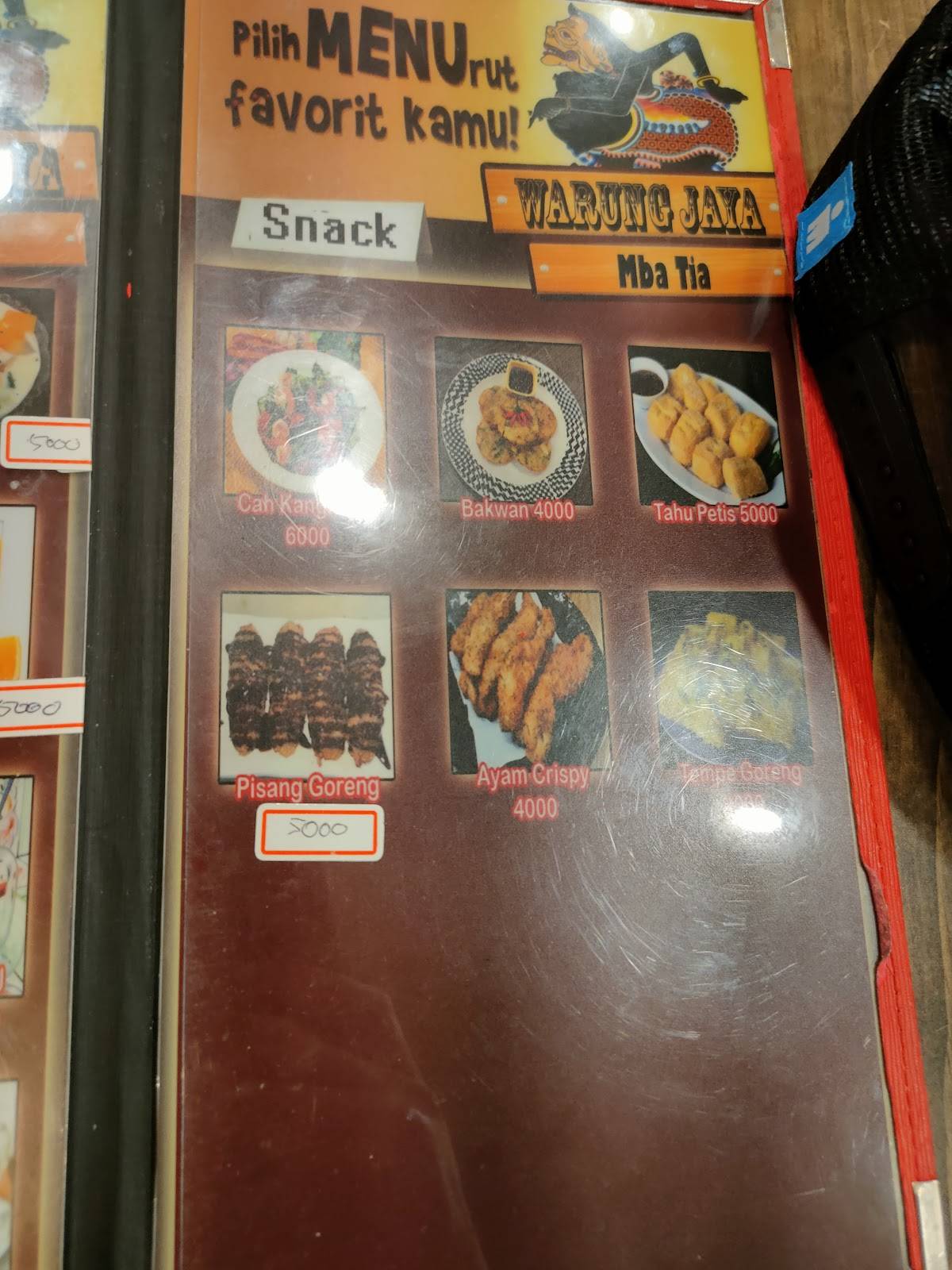 Menu at Warung Jaya Mbak Tia(Halal food) restaurant, Busan
