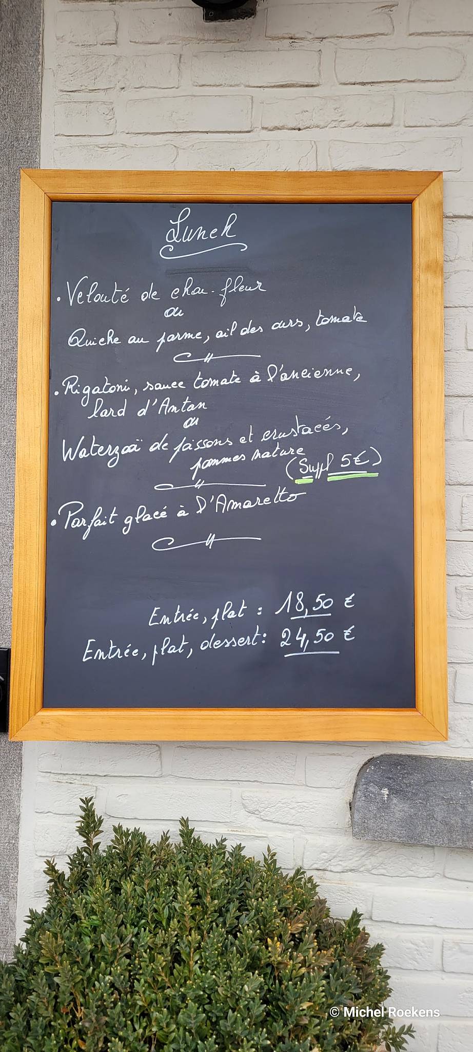 Menu au Les Deux Sil, Waterloo