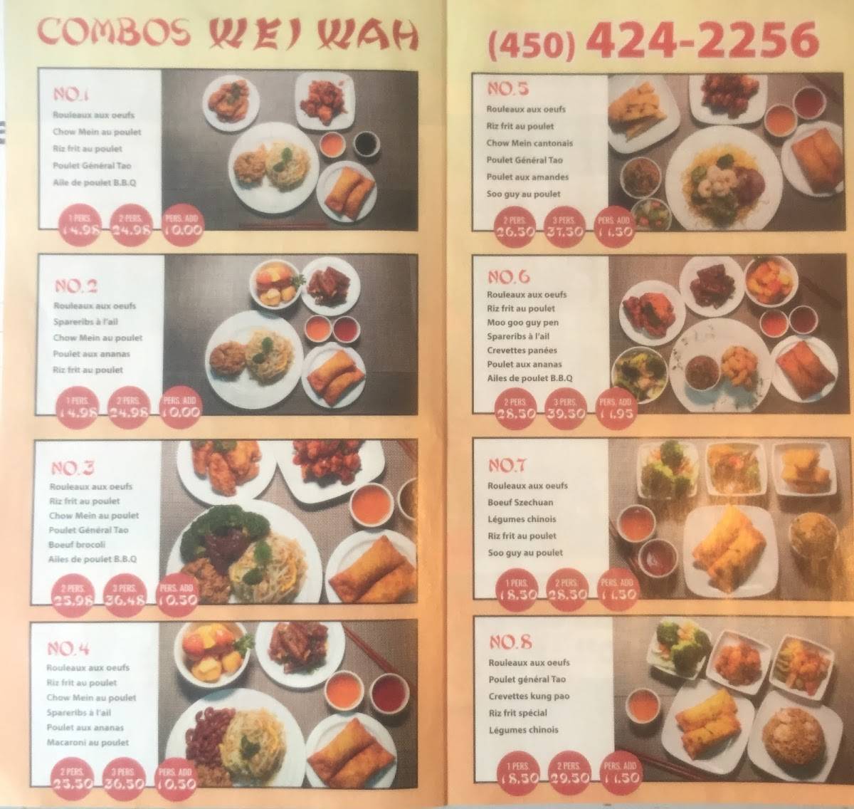 Menu au Wei Wah Buffet restaurant, Vaudreuil-Dorion