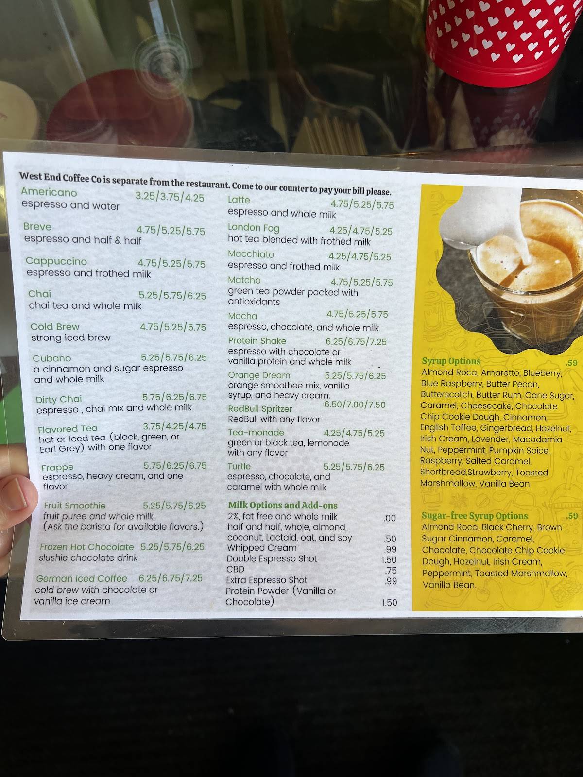 Menu at West End Coffee Co. @ The Landmark Cafe, Sierra Vista, 400 W ...