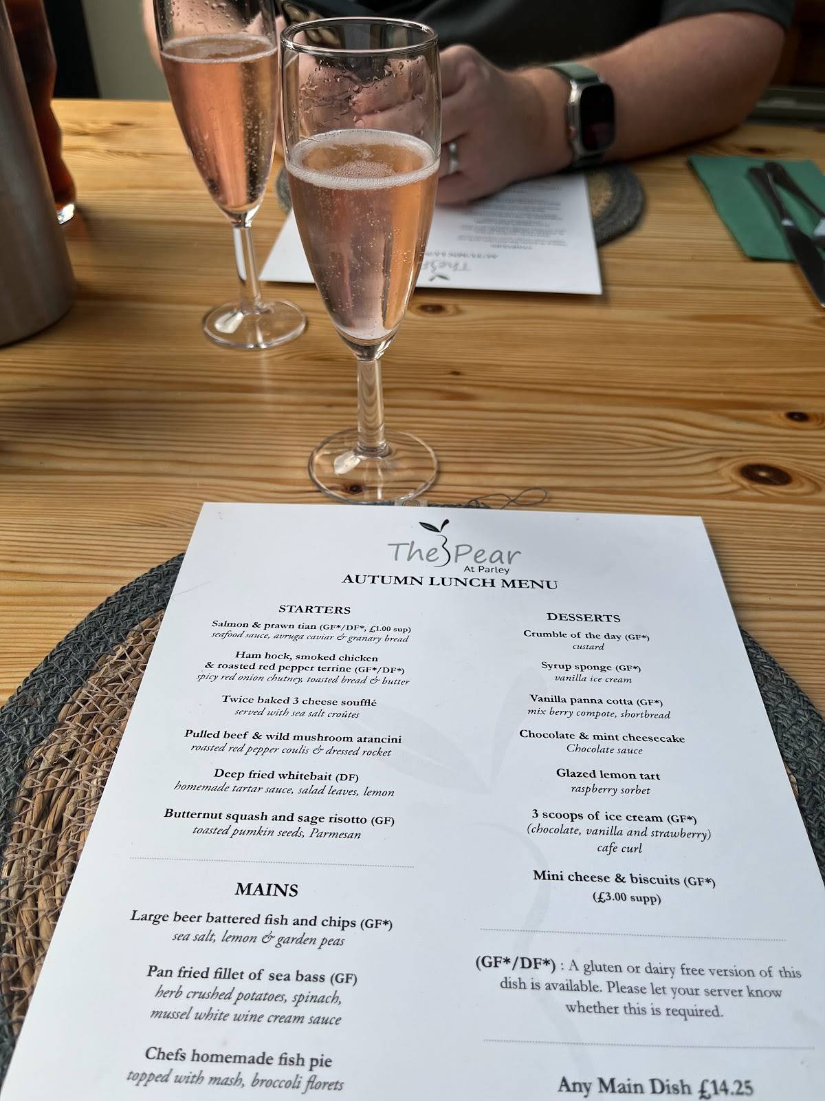 Menu at The Pear At Parley restaurant, West Parley