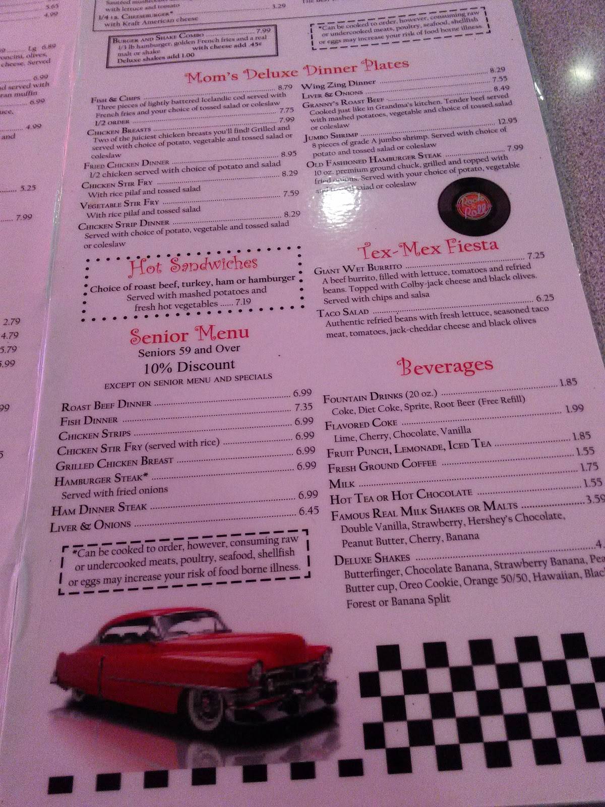 Menu at West Side Diner restaurant, Flint