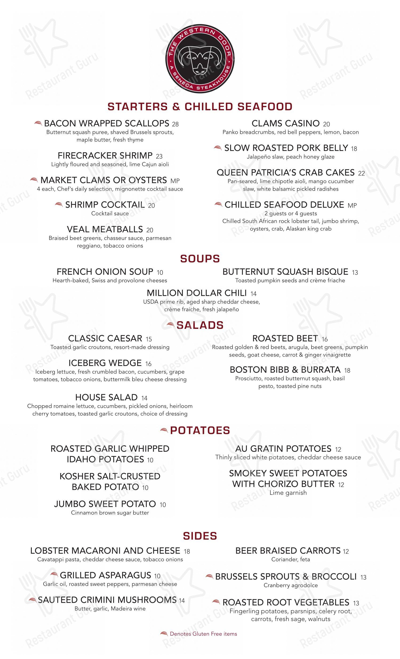 Carta de Western Door Steakhouse, Salamanca