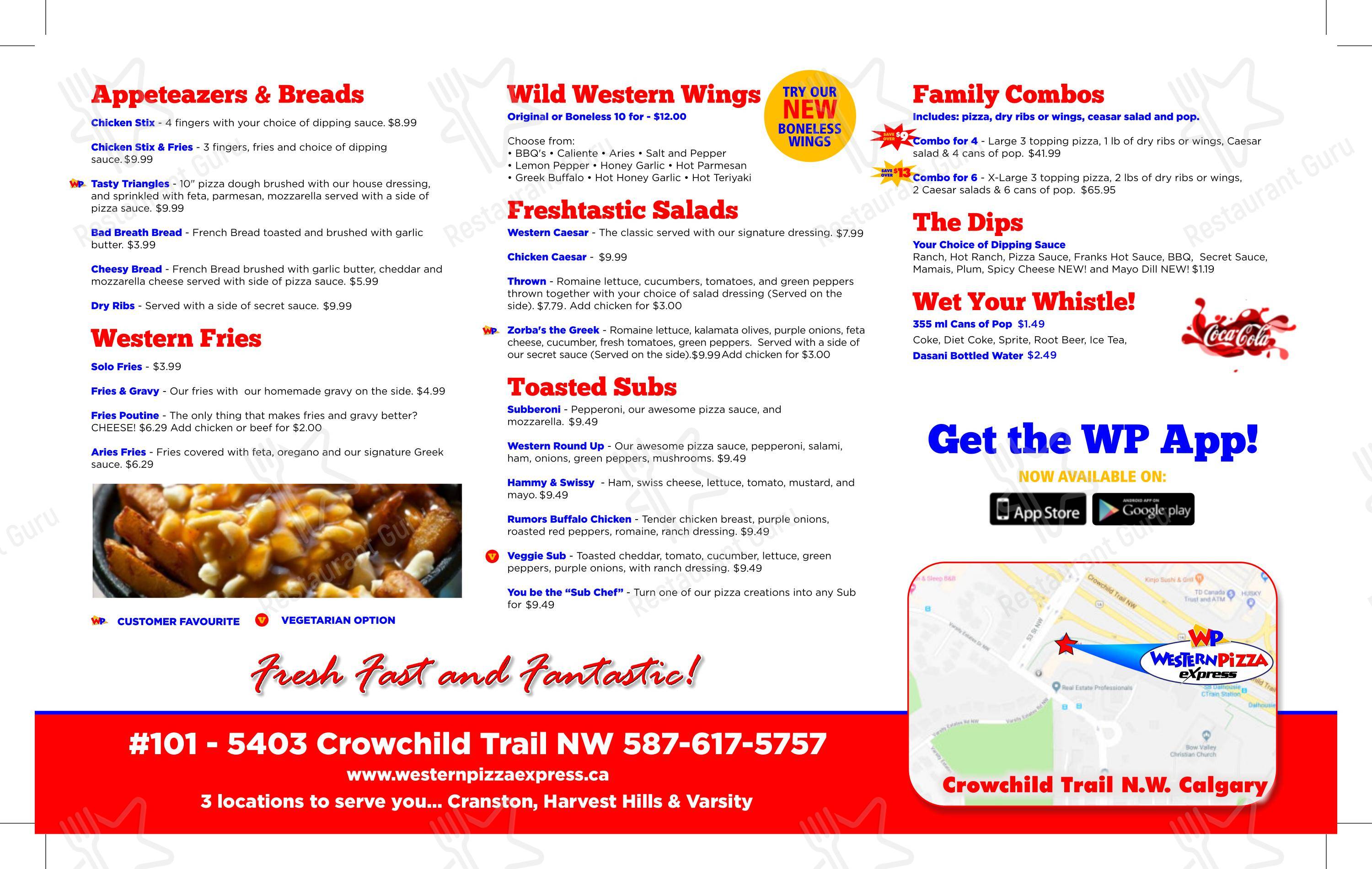 Menu at Western Pizza Express pizzeria, Calgary, 90 Cranleigh Dr SE #11