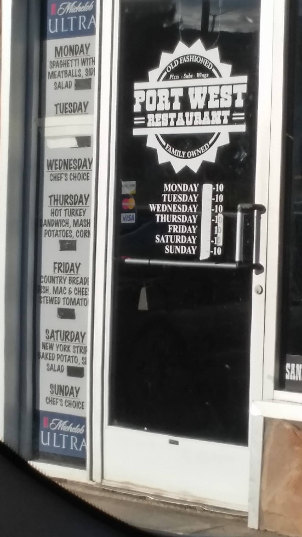 Menu at Port West Restaurant, Westernport