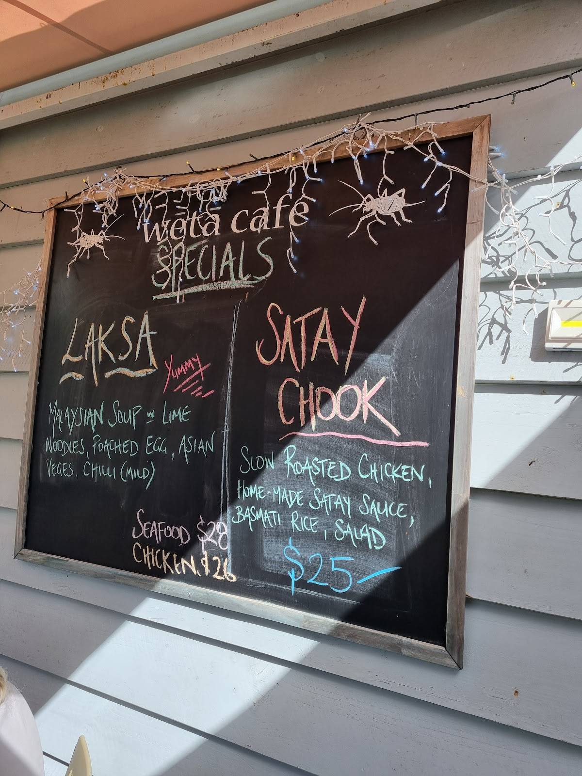 Menu at Weta Cafe, Coromandel