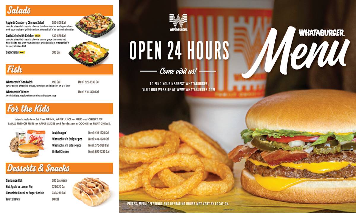 Carta de comida rápida Whataburger, San Antonio, I-35