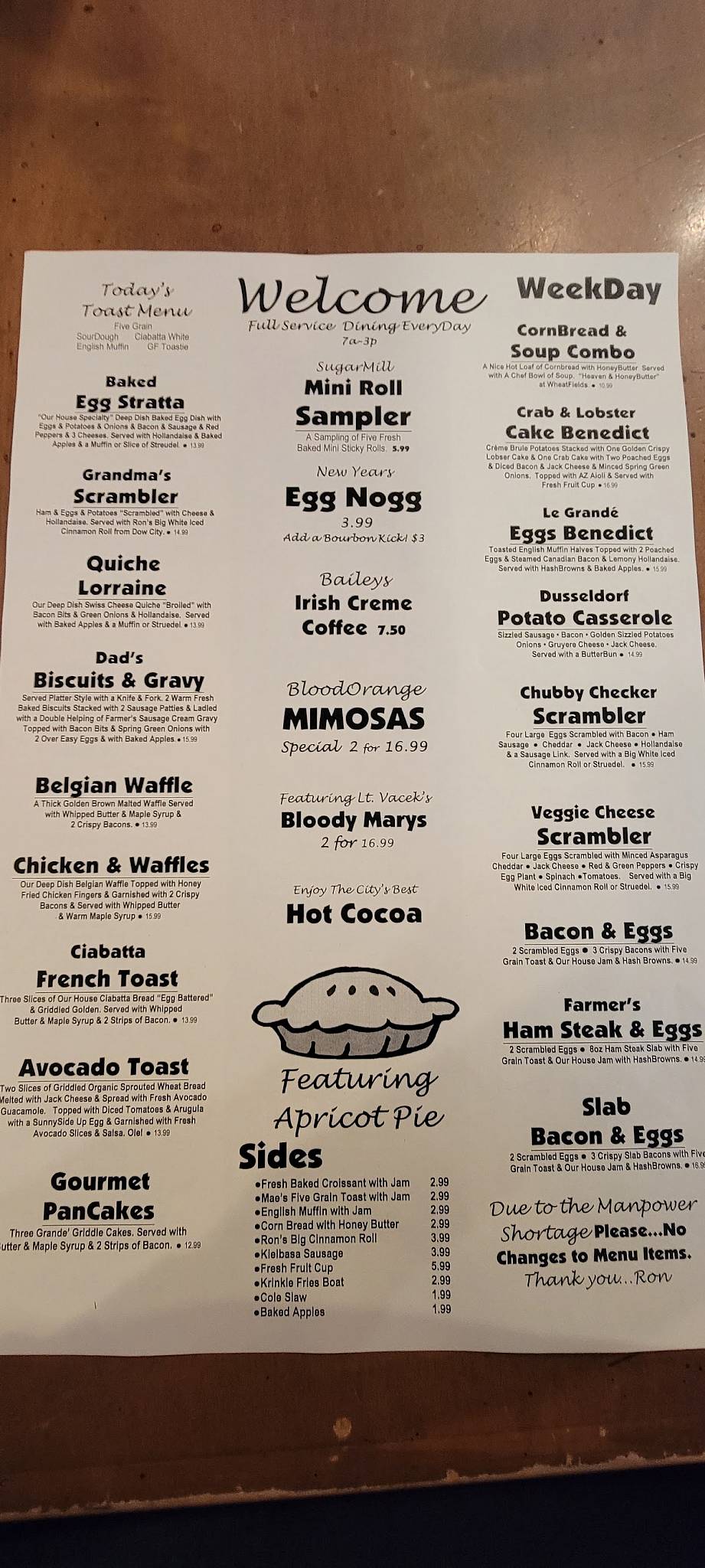 Menu at WheatFields Eatery & Bakery, Omaha, S 103rd St