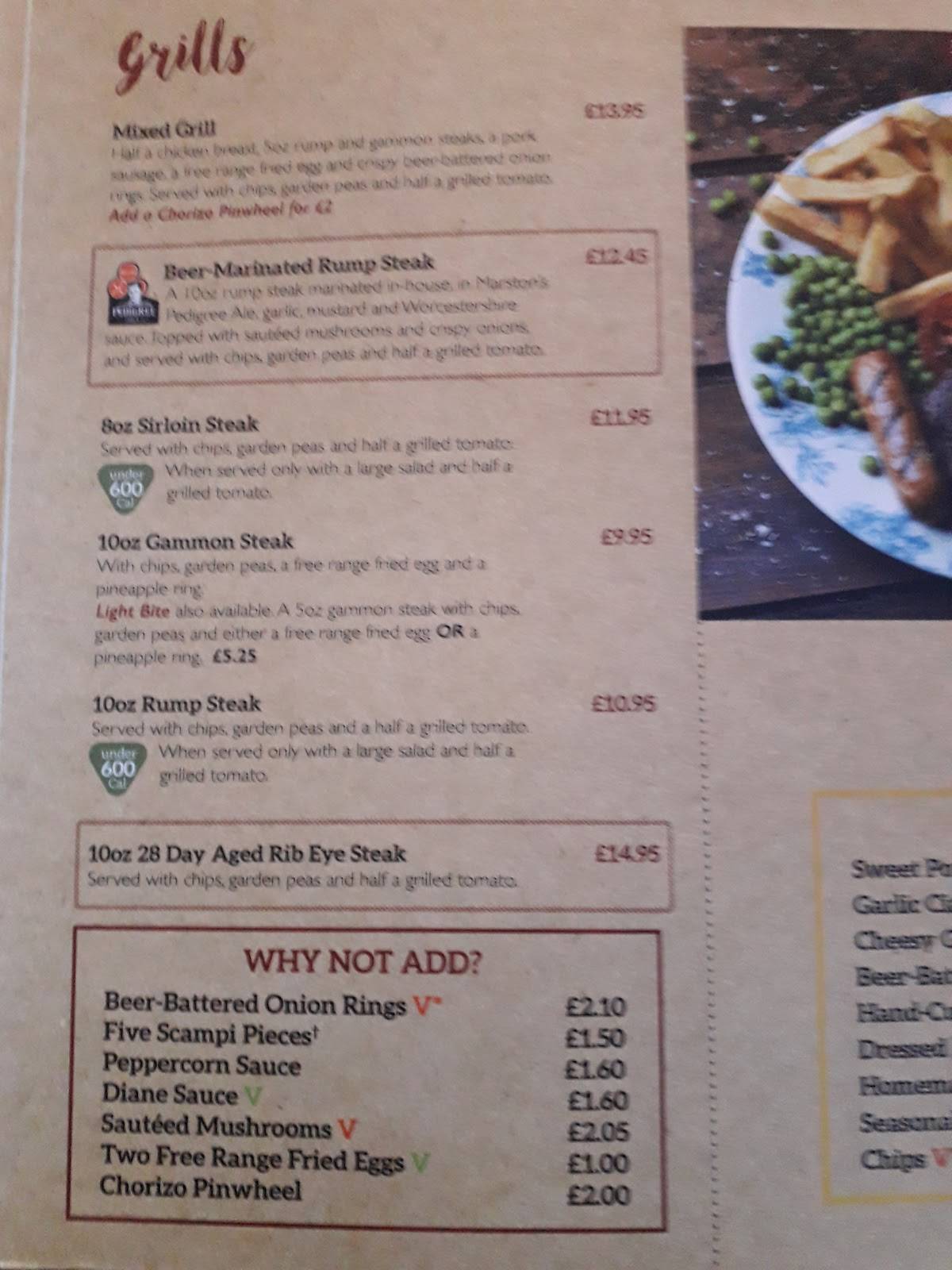 Menu at Wheatsheaf pub & bar, Baslow