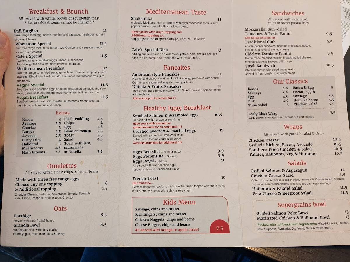 Menu at Whetstone Cafe, London