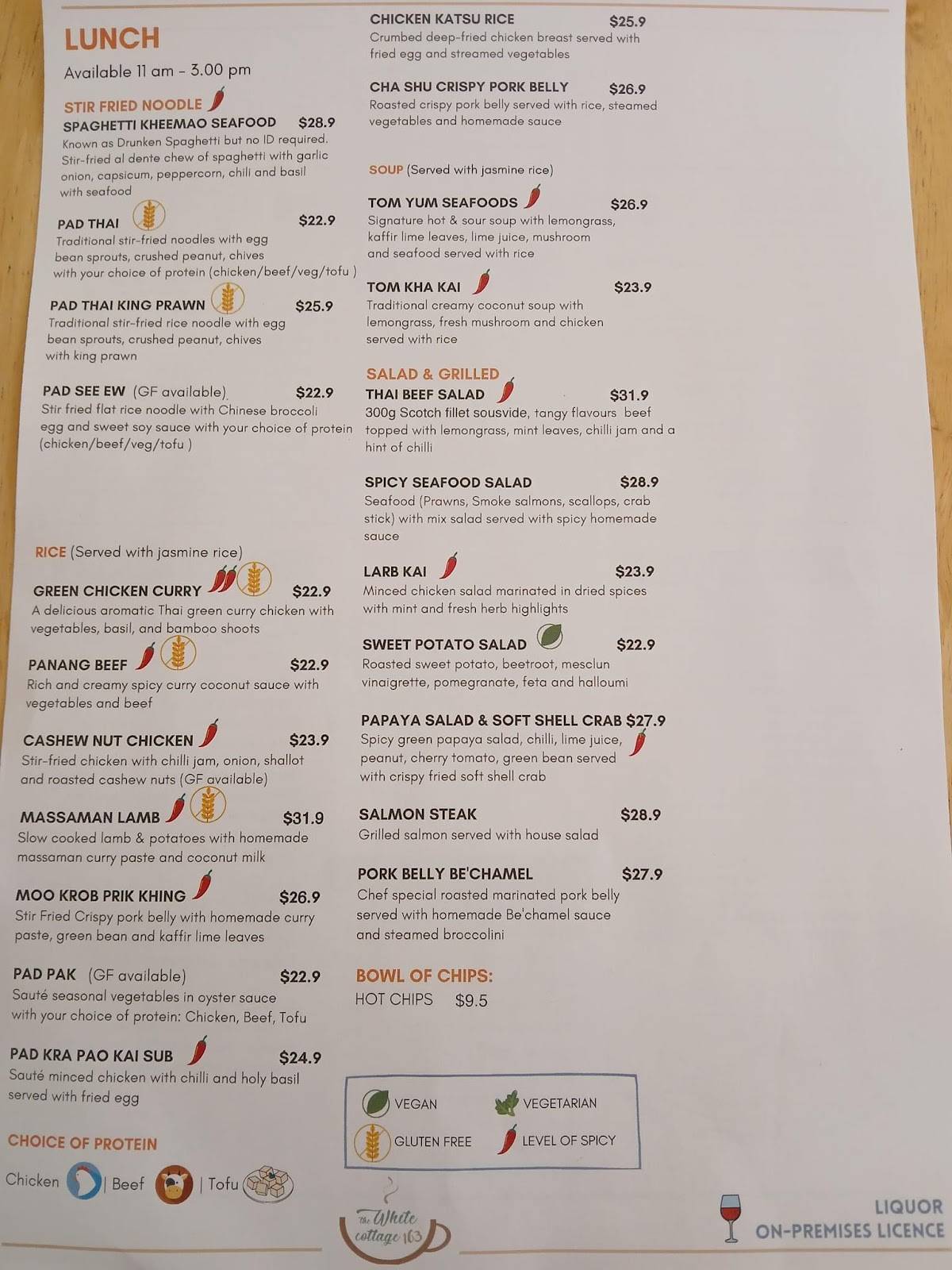 Menu at The whitecottage 163 restaurant, Whitebridge