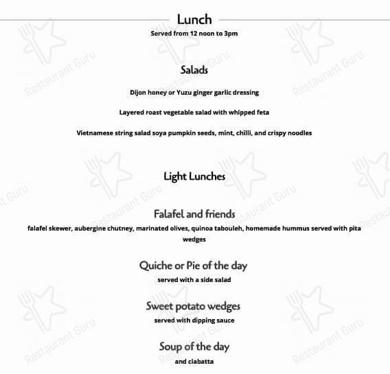 Menu at Whole Earth Cafe & Accommodation, Cape Town