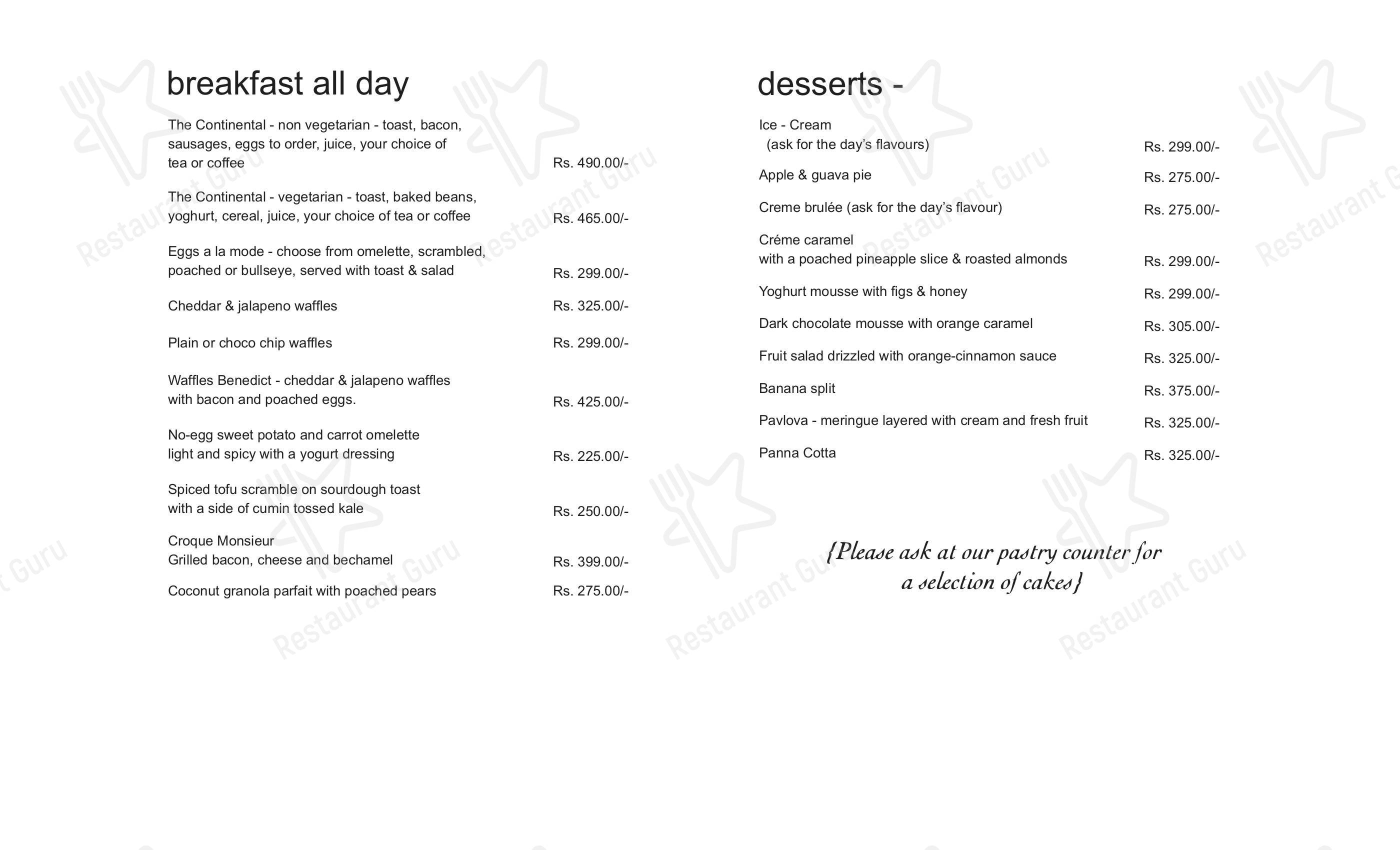 Menu at Wild Gardencafe, Chennai, Amethyst