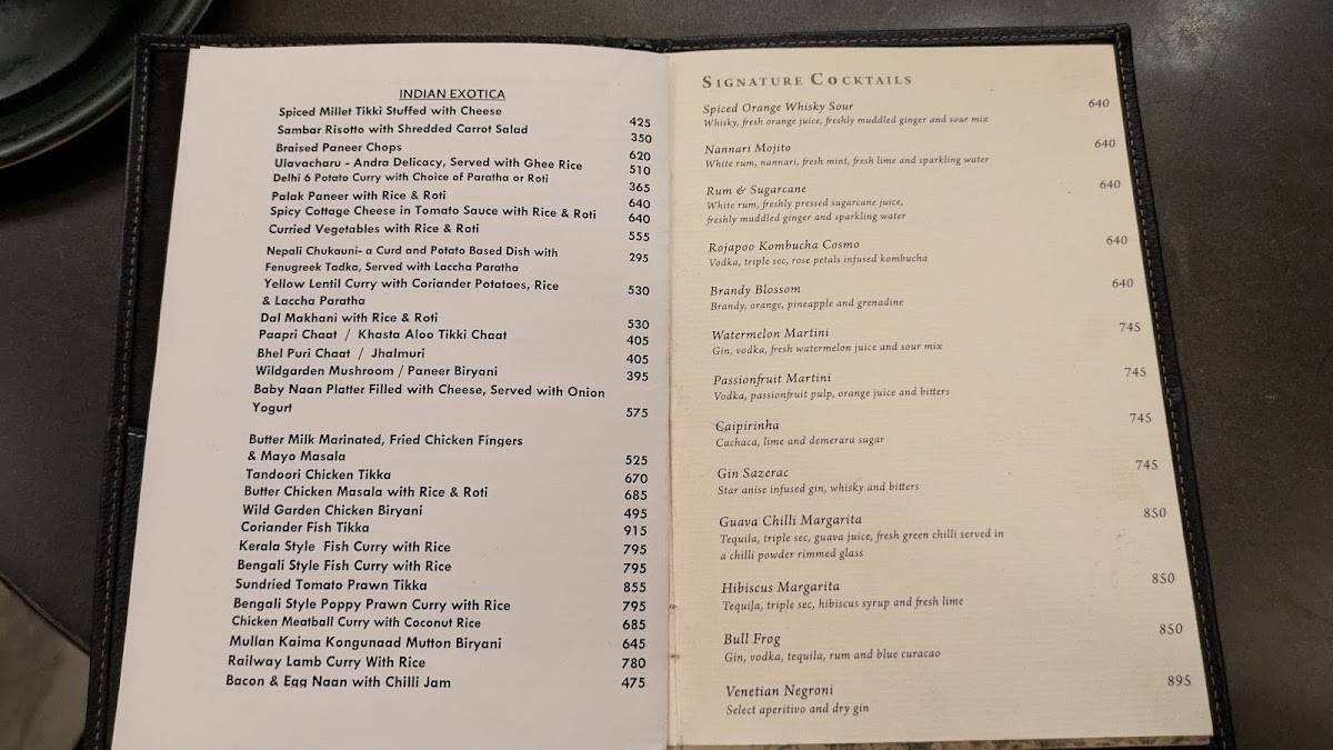 Menu at Wild Gardencafe, Chennai, Amethyst