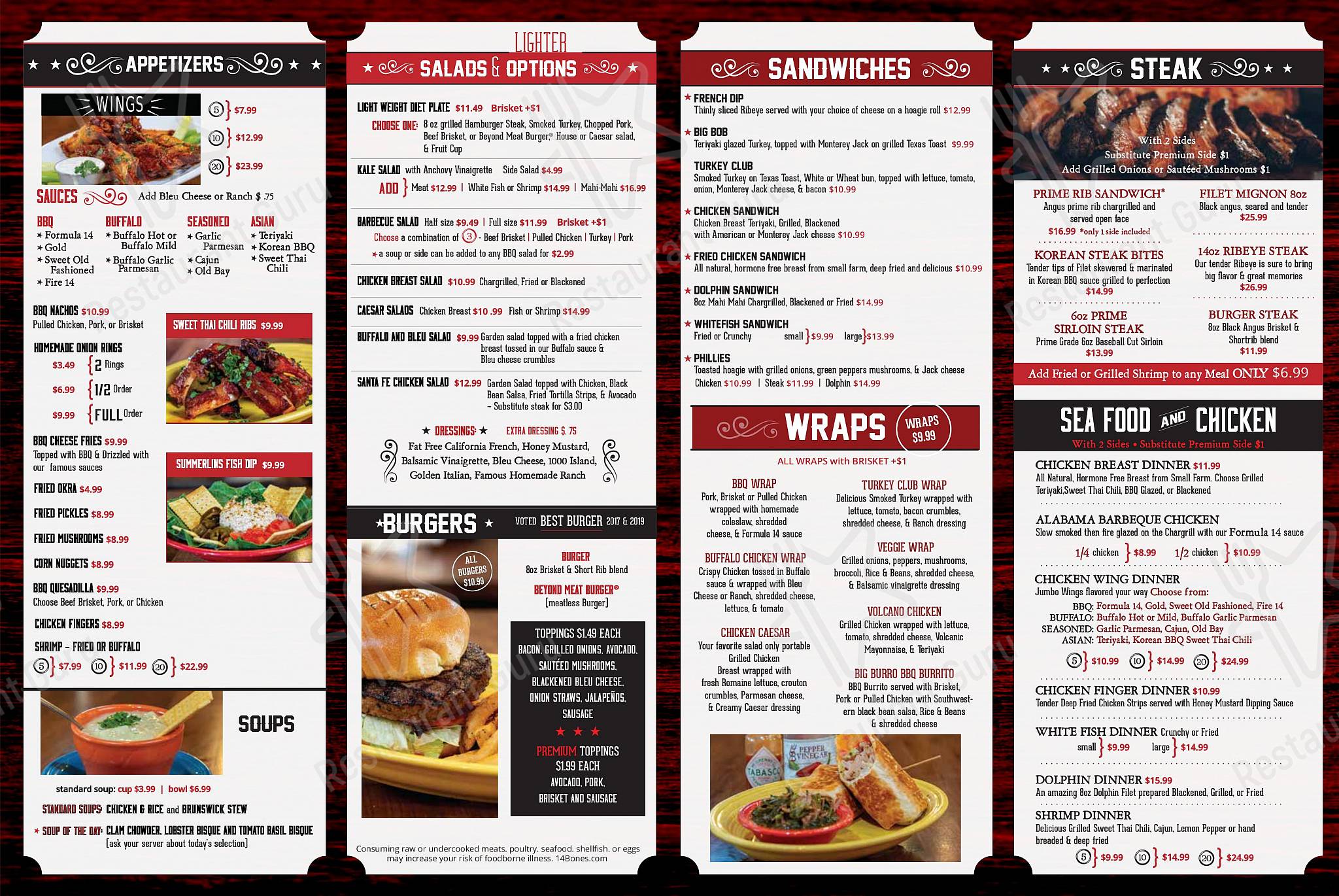 Menu at Wilke's 14 Bones BBQ, Vero Beach